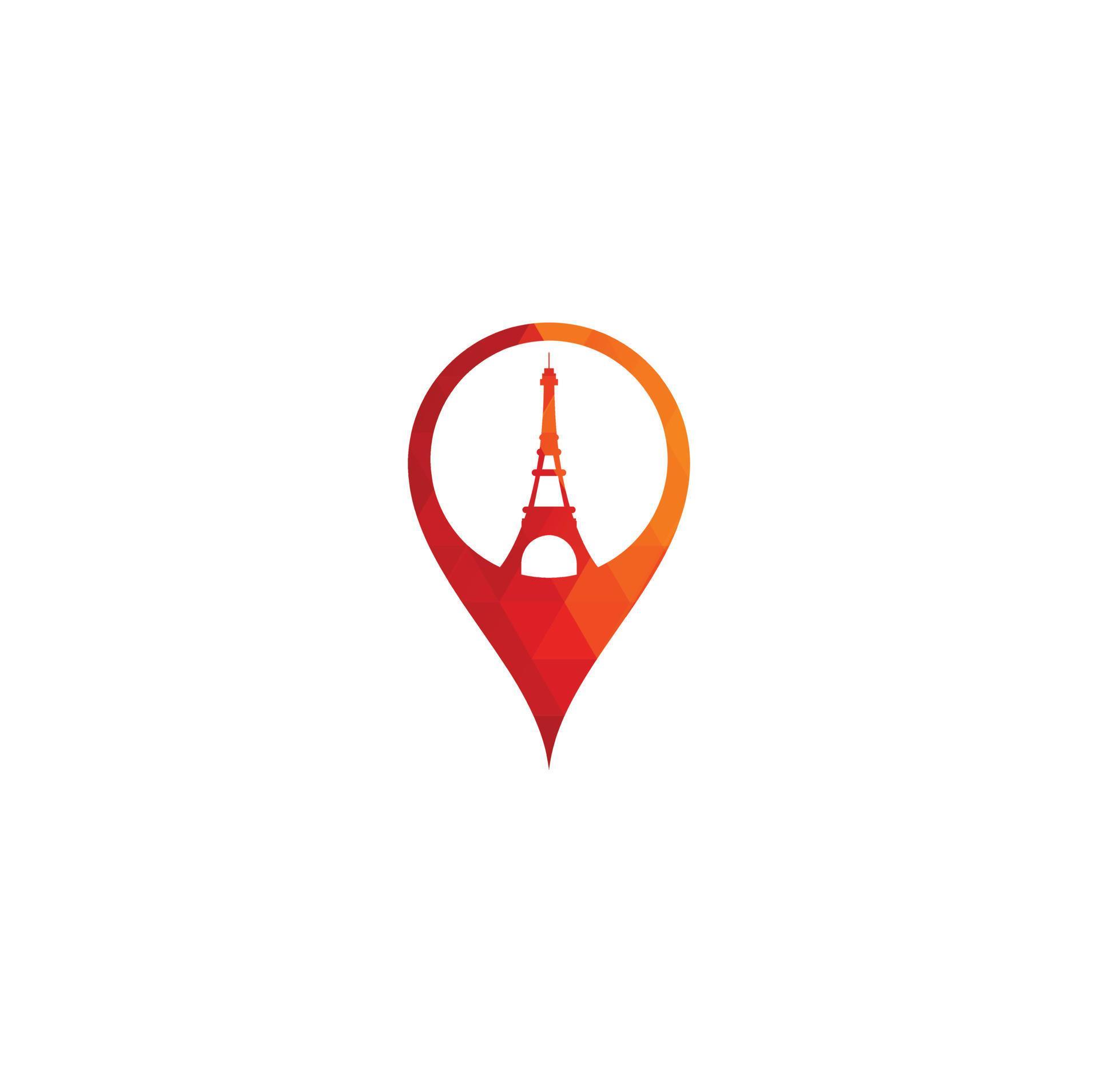 Eiffel tower map pin shape concept logo design template. Paris logo ...