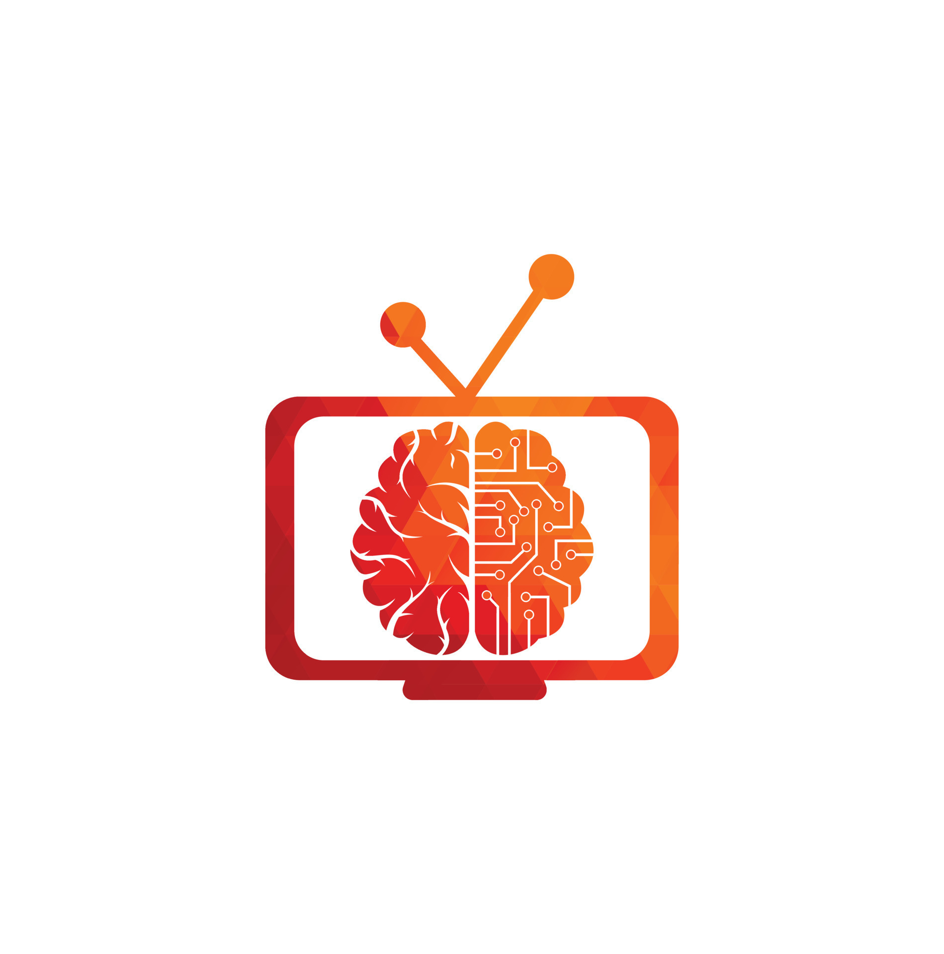 Brain connection logo design. digital brain logo template. Brain and tv ...