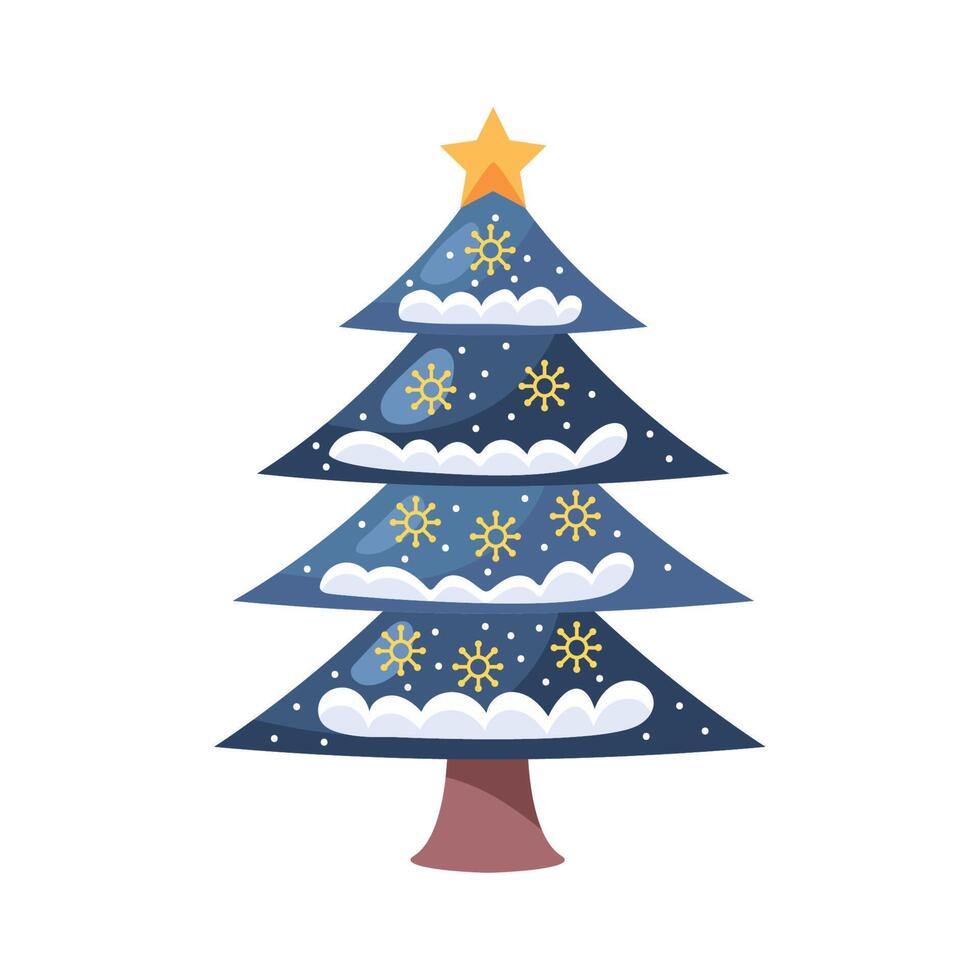 Blue Christmas Pine Tree With Snow 13908309 Vector Art At Vecteezy