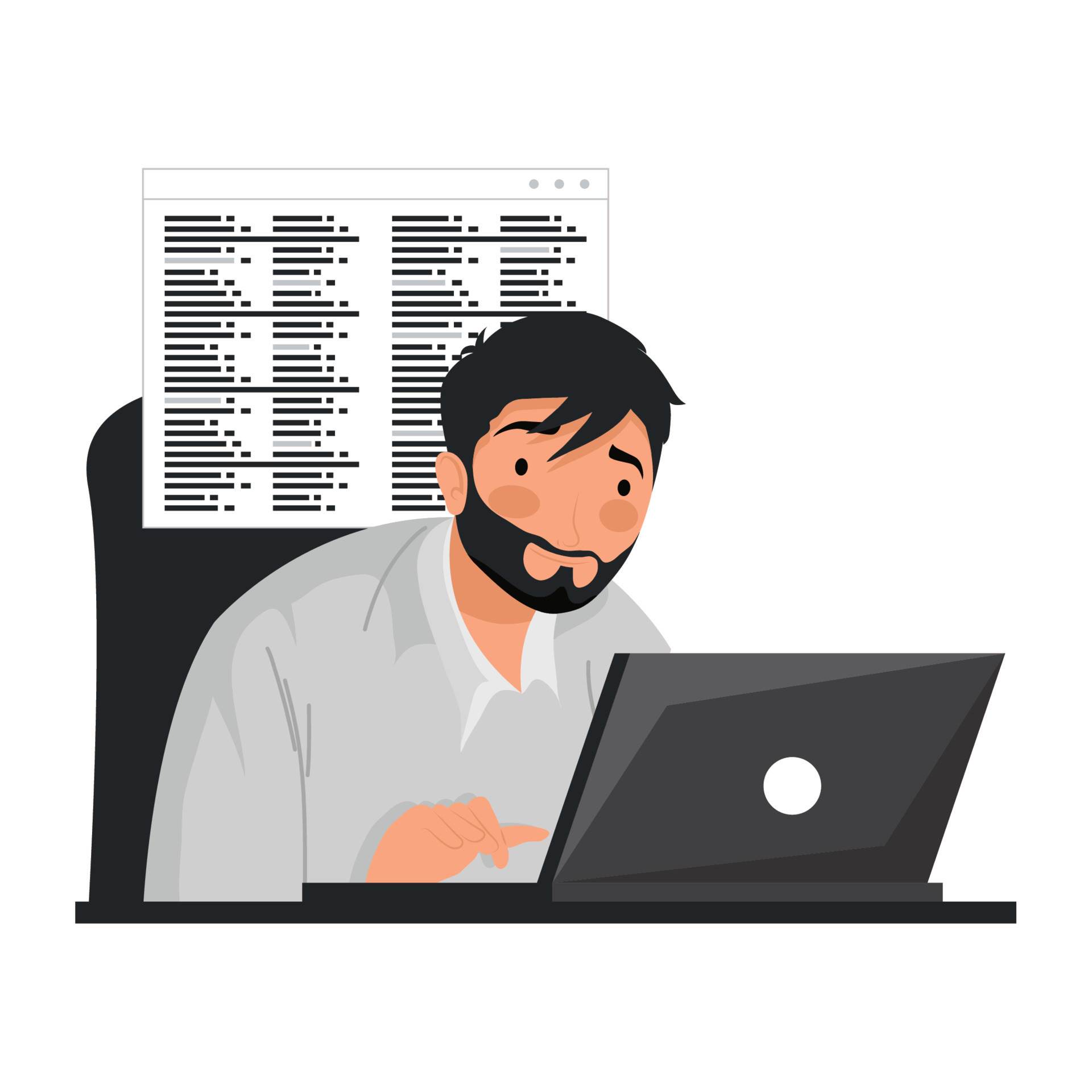 male developer with laptop 13908374 Vector Art at Vecteezy