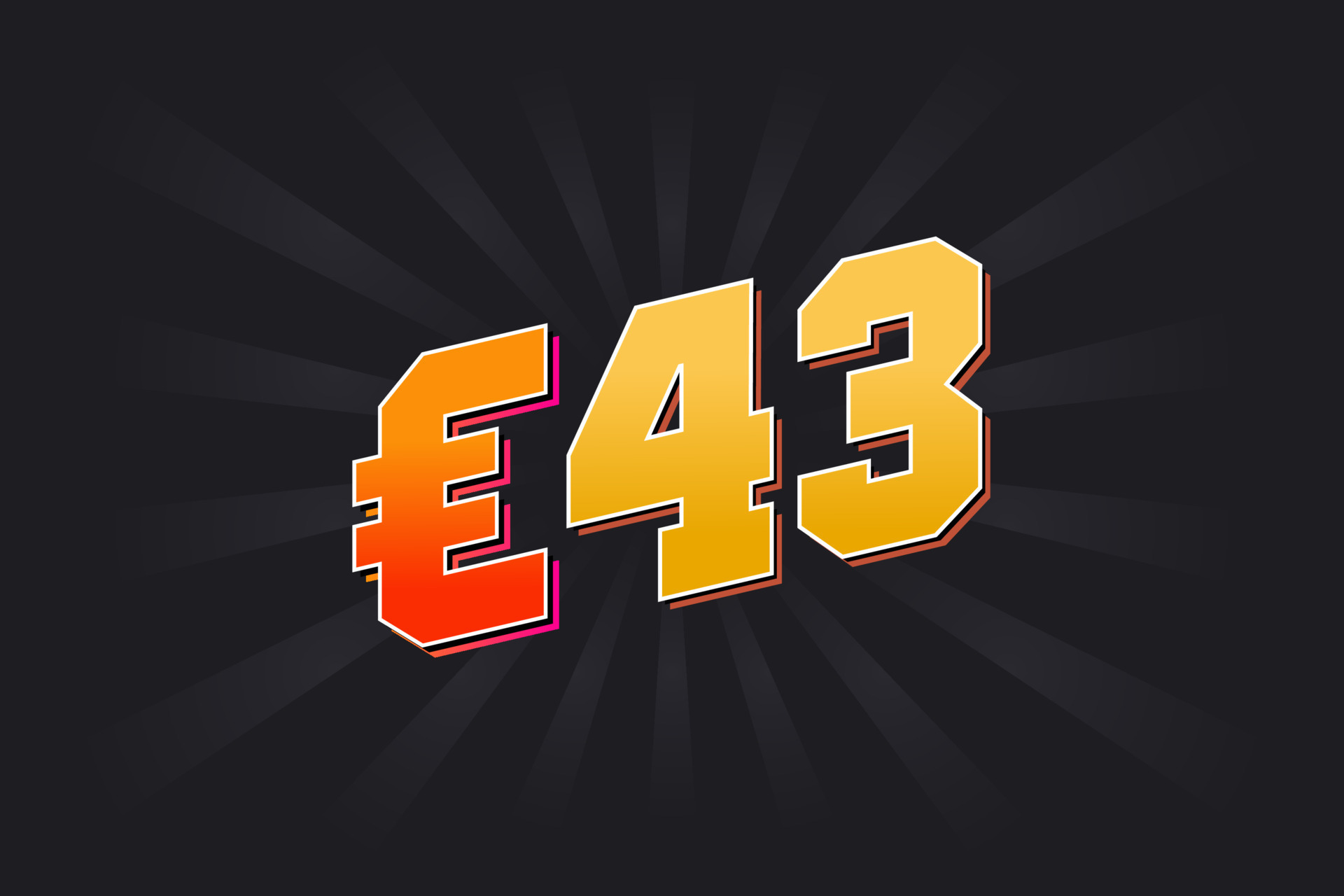 Símbolo de texto vectorial de moneda de 43 euros. Vector de stock de dinero de la unión europea ...