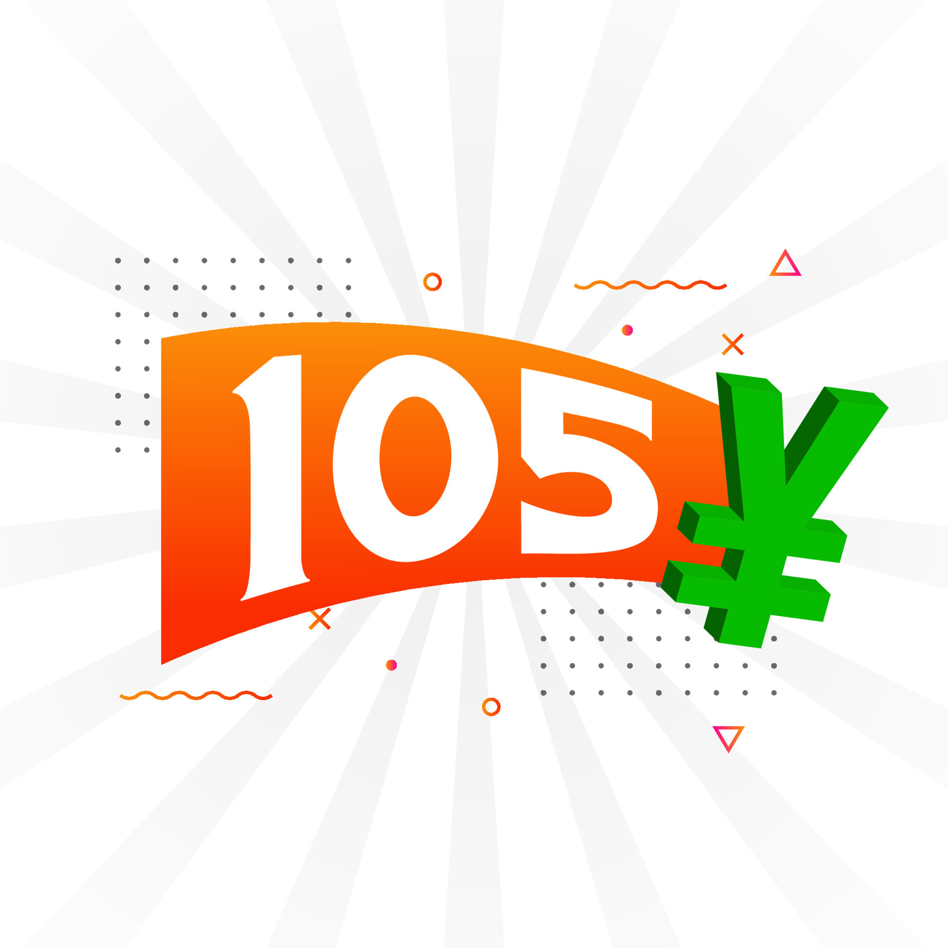 105 Yuan Chinese currency vector text symbol. 105 Yen Japanese currency Money stock vector ...