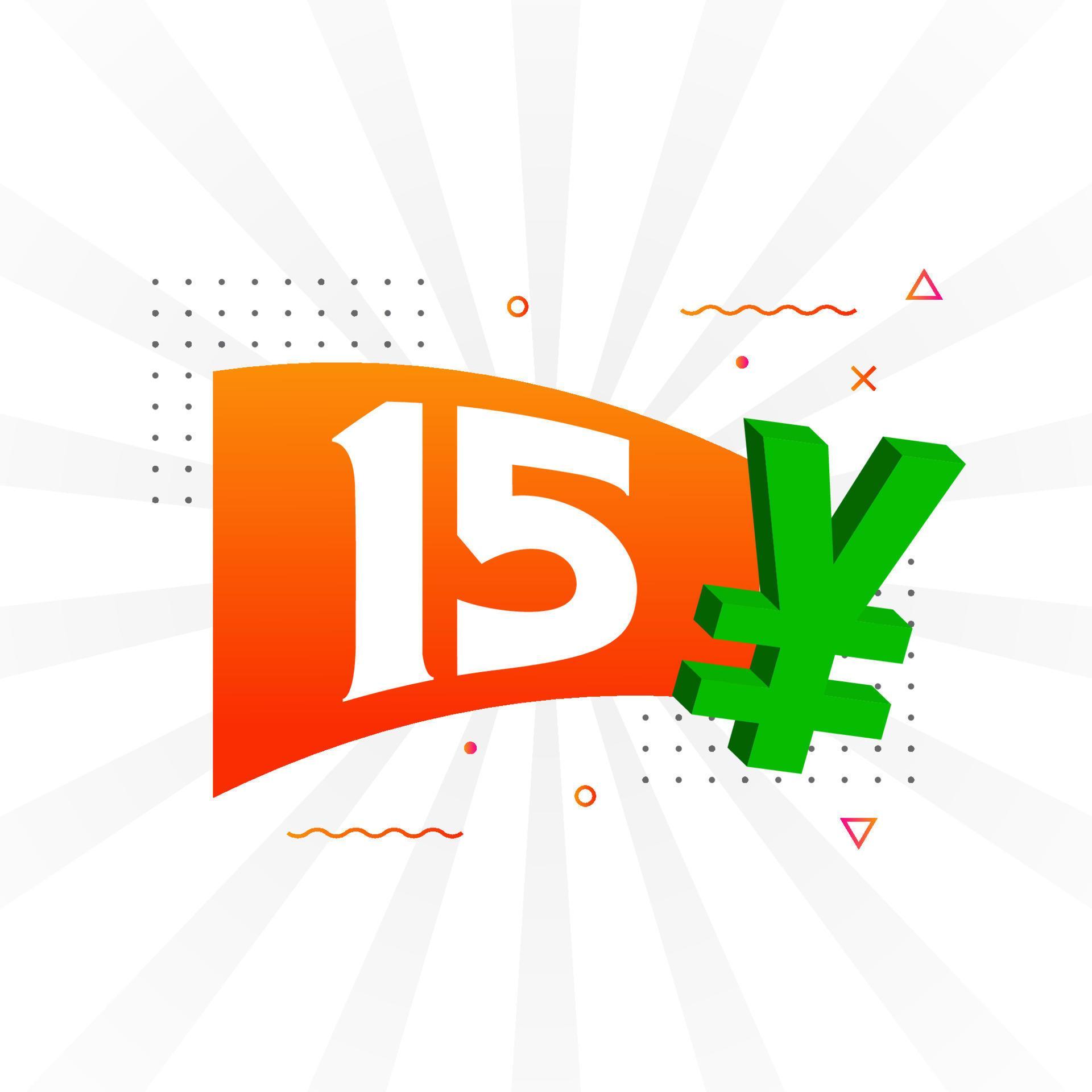15 Yuan Chinese currency vector text symbol. 15 Yen Japanese currency Money stock vector ...