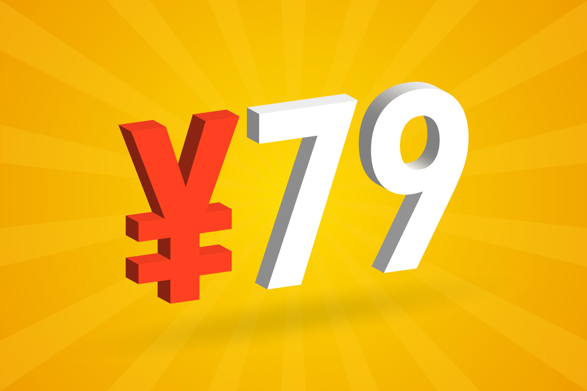 Símbolo de texto vectorial de moneda china de 79 yuanes. 79 yen moneda japonesa dinero stock ...