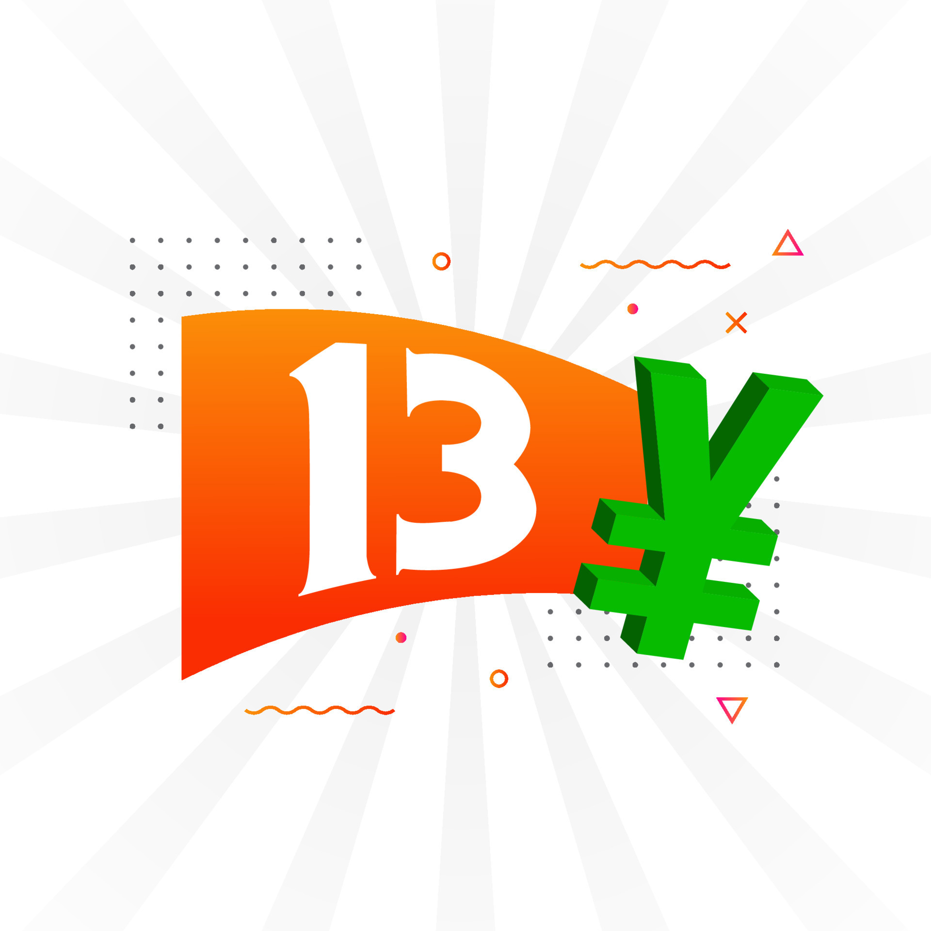 13 Yuan Chinese currency vector text symbol. 13 Yen Japanese currency Money stock vector ...