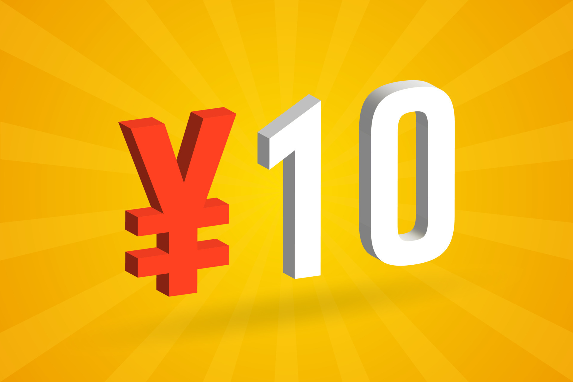 10 Yuan Chinese currency vector text symbol. 10 Yen Japanese currency Money stock vector ...