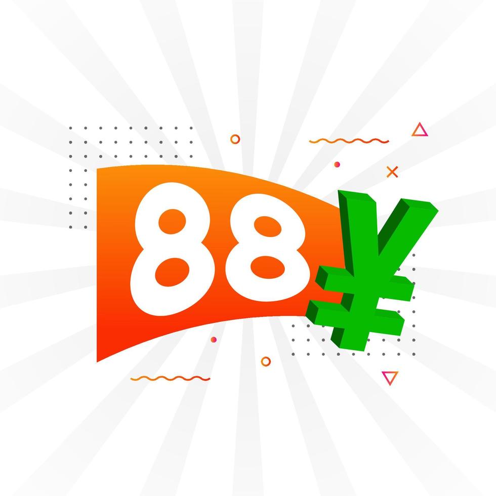 88 Yuan Chinese currency vector text symbol. 88 Yen Japanese currency Money stock vector ...