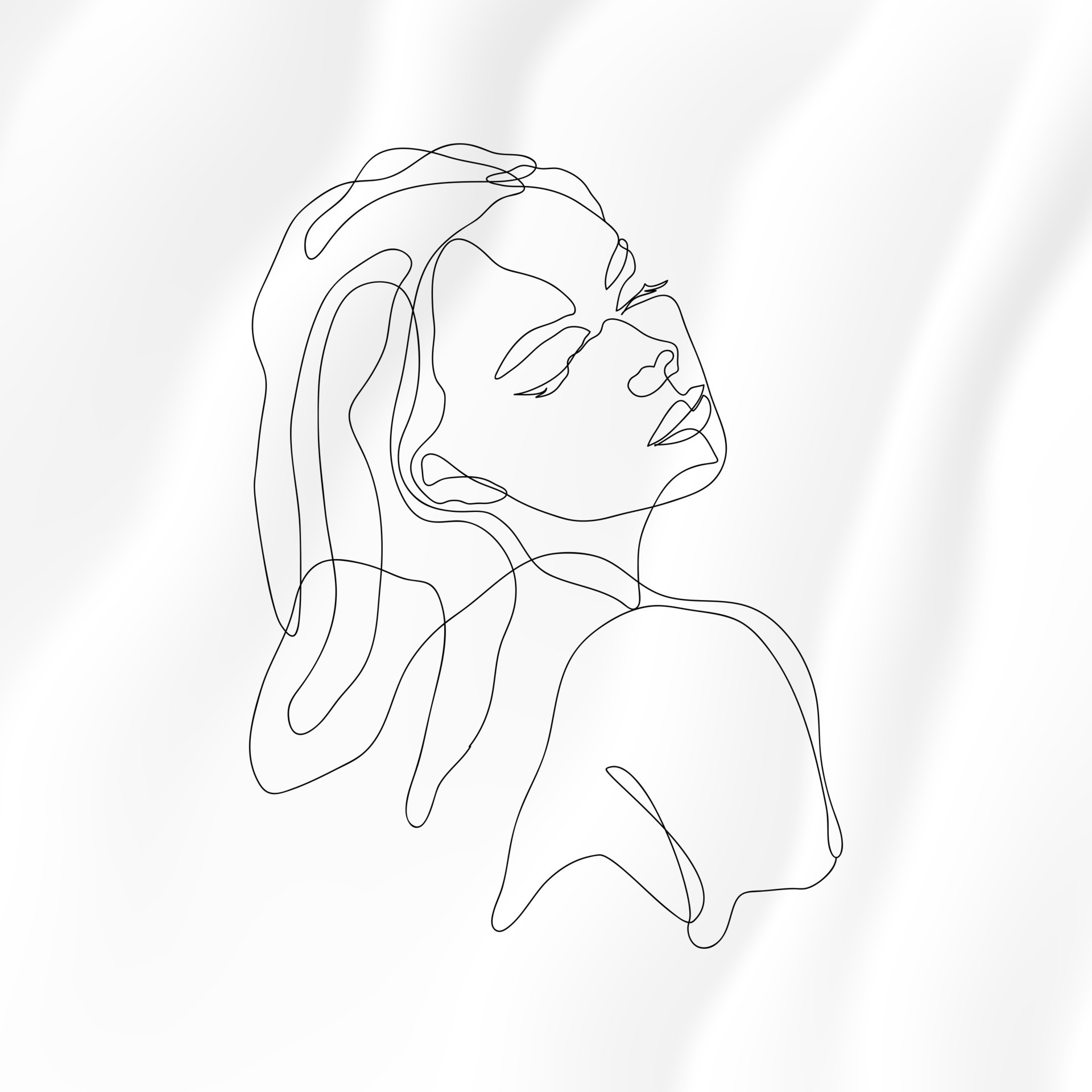 Hand Drawn Minimal Woman Line Art Female Portaits Continuous Linear