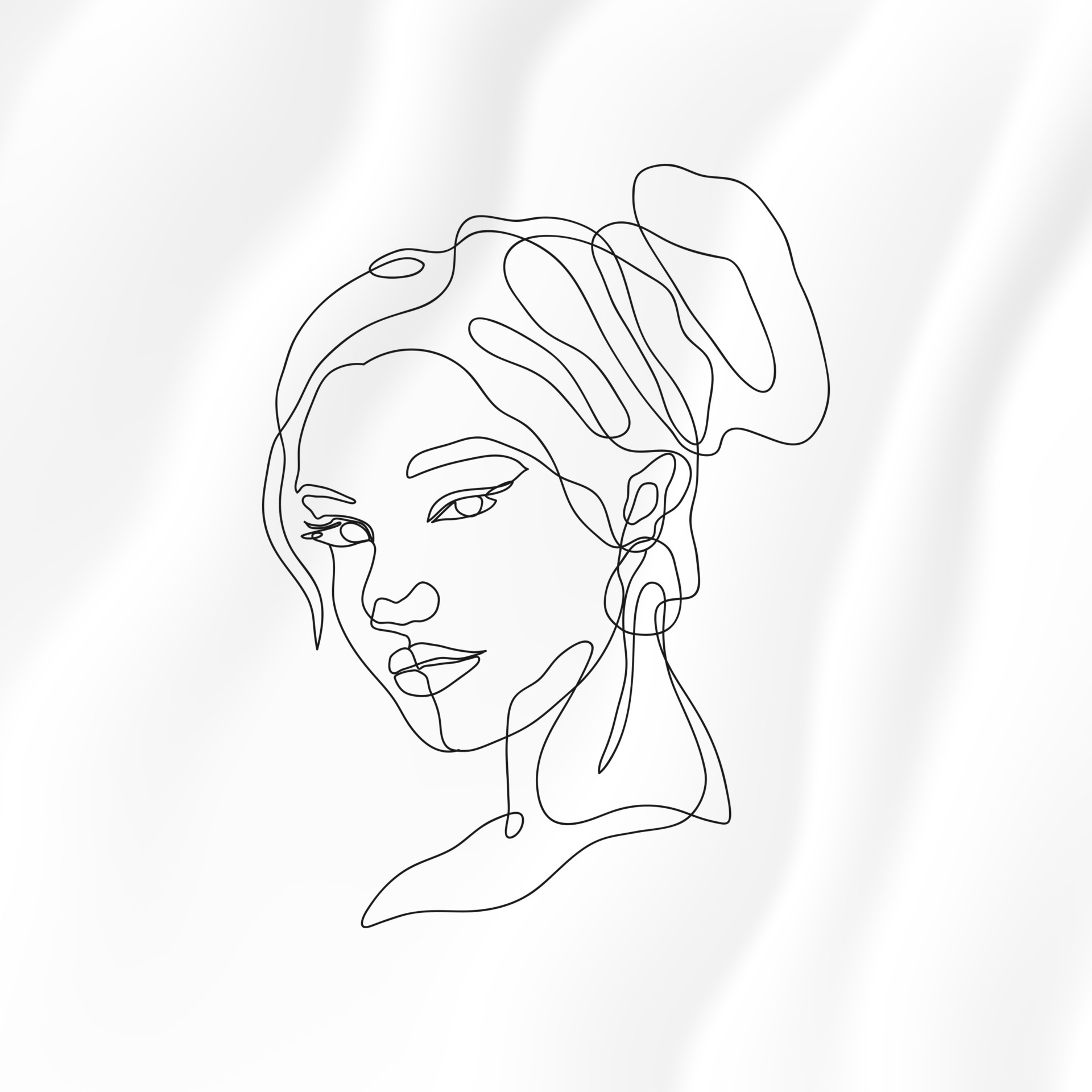 Abstract Woman Face Line Art Illustration Minimalistic Woman Portaits