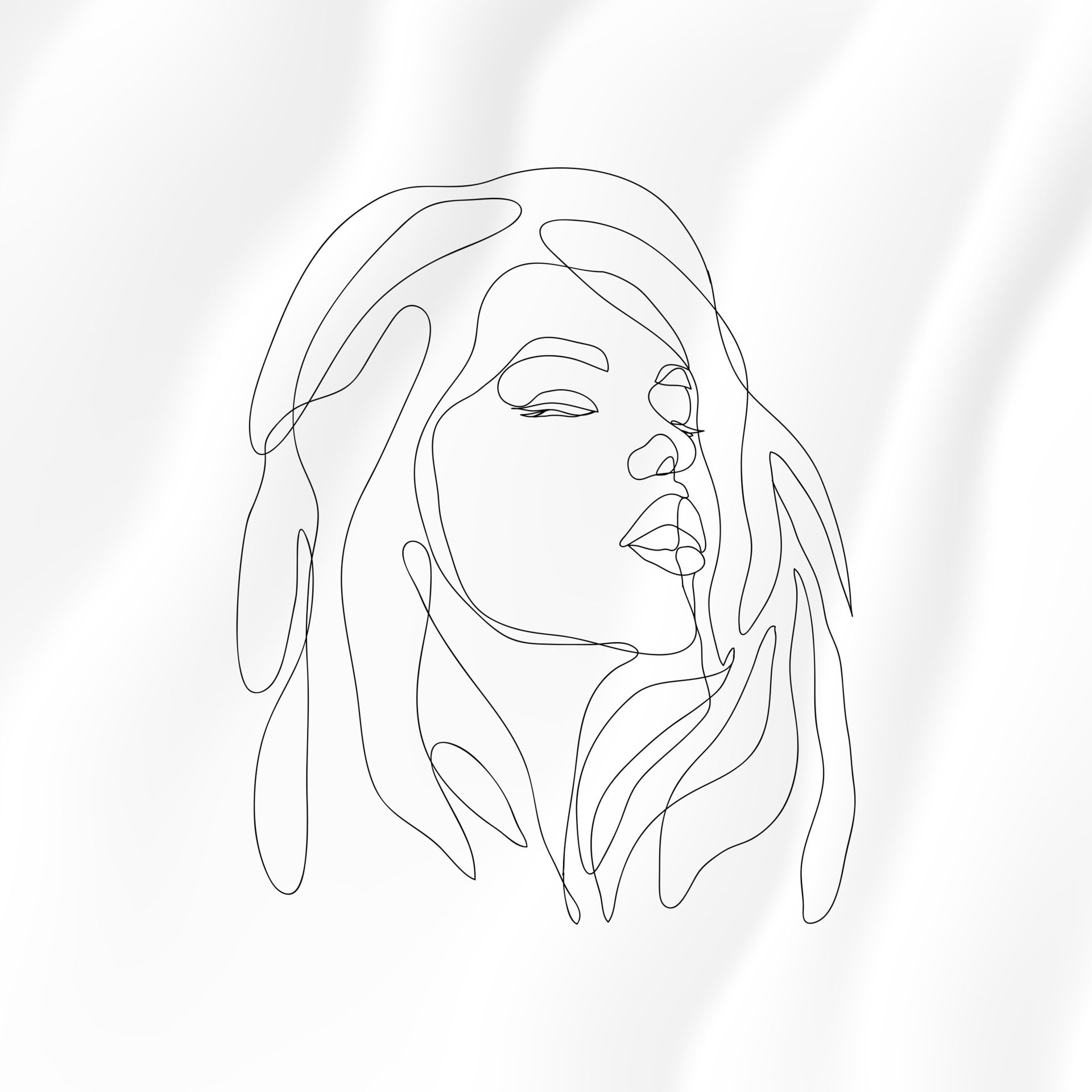 Hand Drawn Minimal Woman One Line Art Portrait Female Portaits