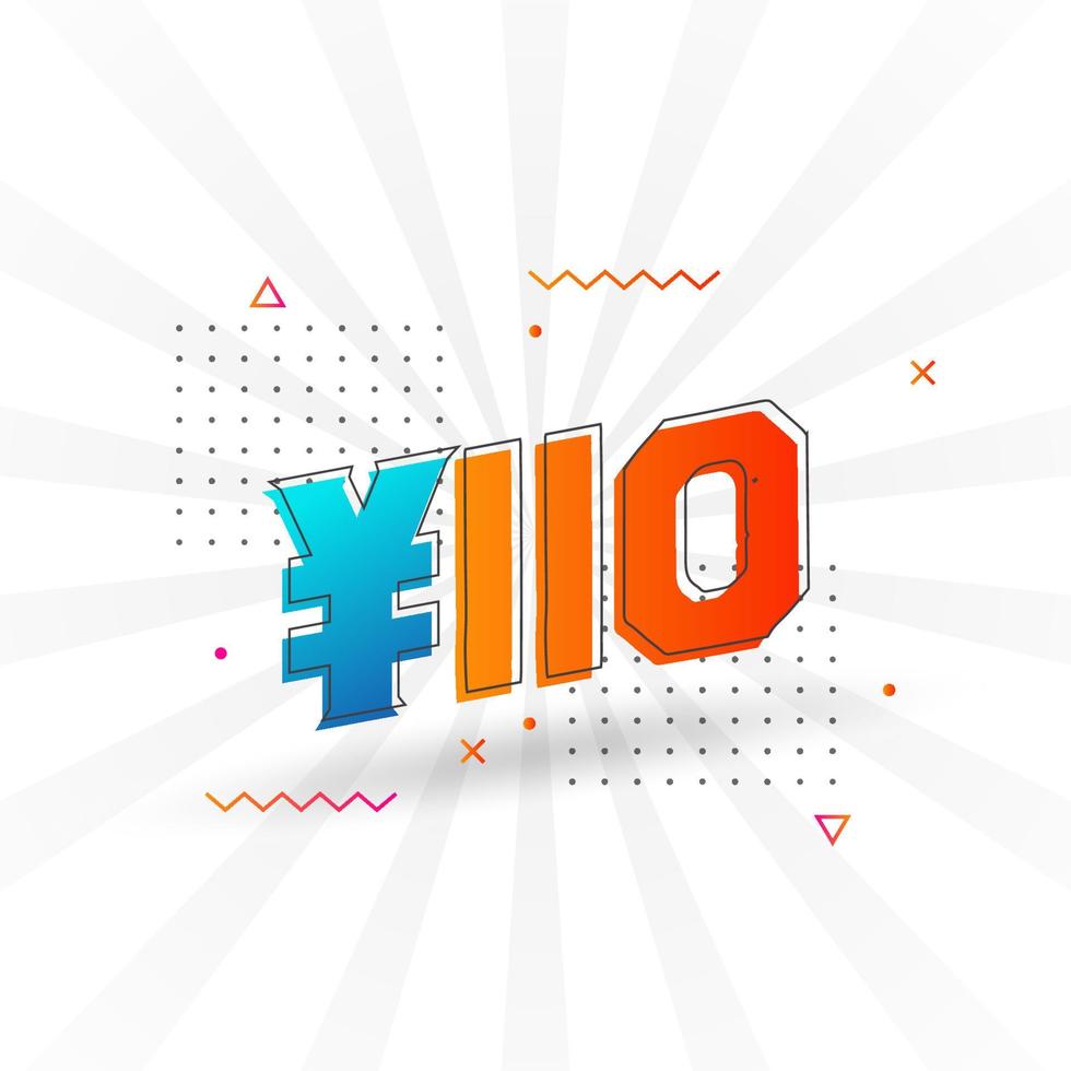 Símbolo de texto vectorial de moneda china de 110 yuanes. 110 yen moneda japonesa dinero stock ...