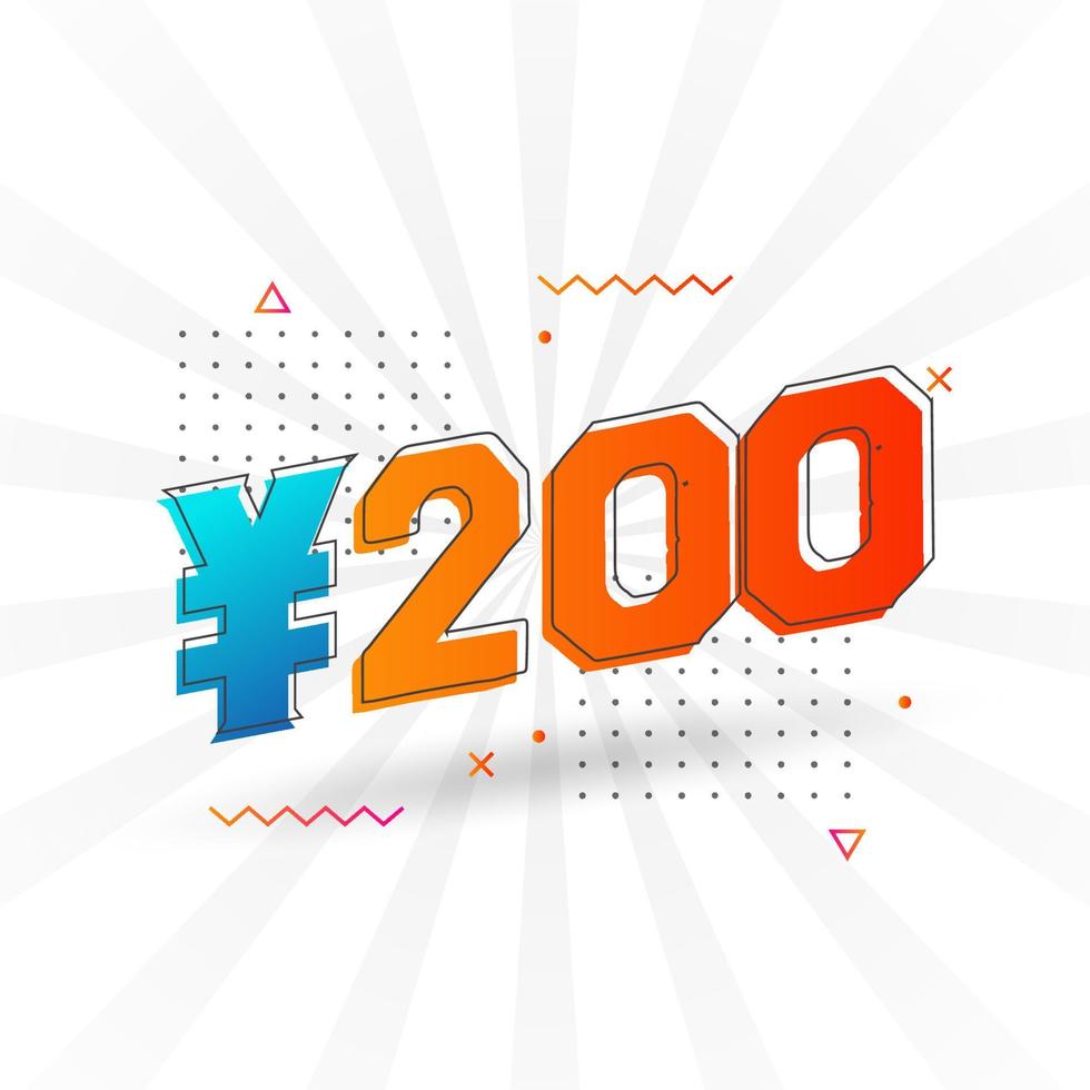 200 Yuan Chinese currency vector text symbol. 200 Yen Japanese currency Money stock vector ...
