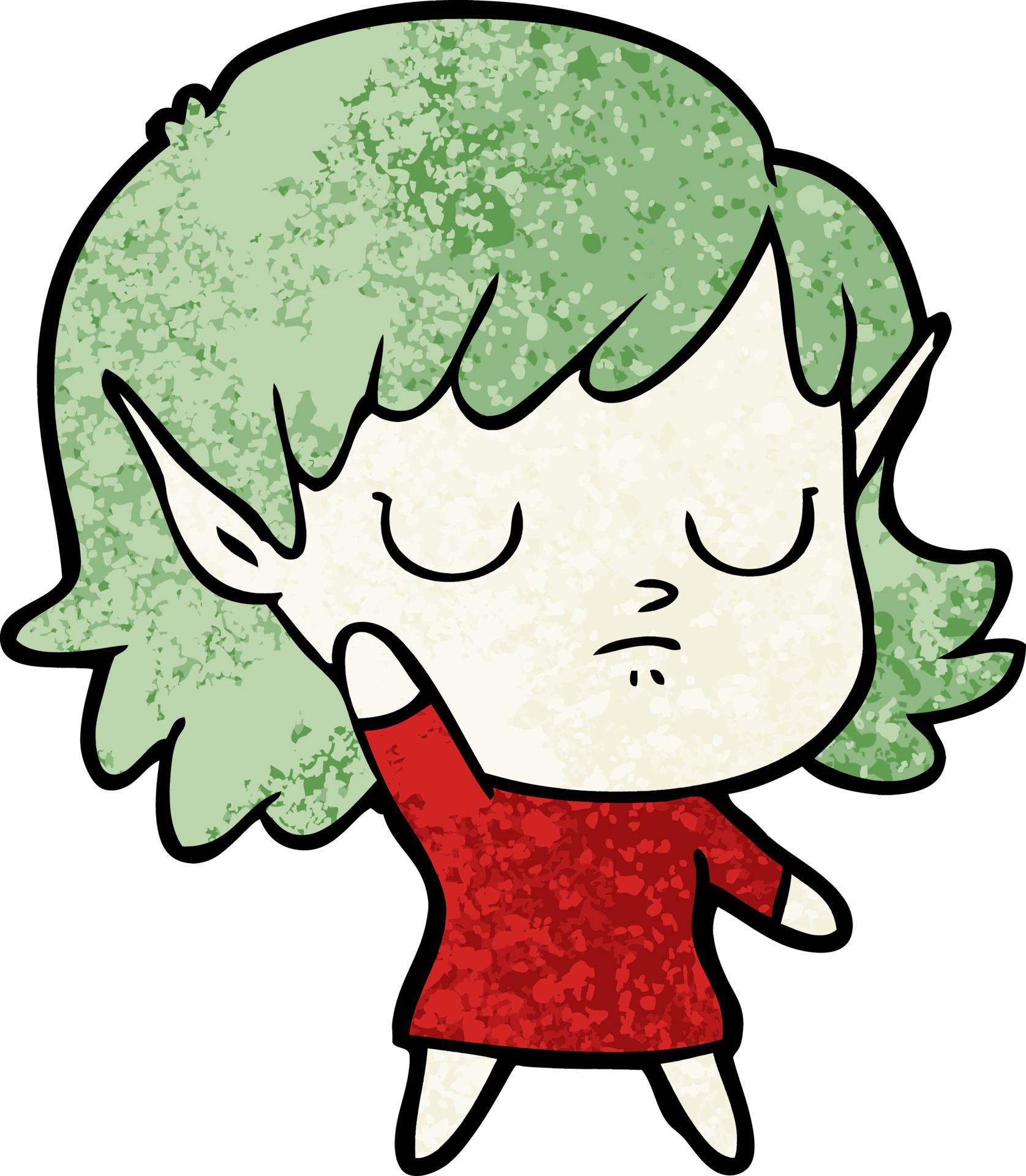 Retro Grunge Texture Cartoon Cute Elf Girl 13921936 Vector Art At Vecteezy