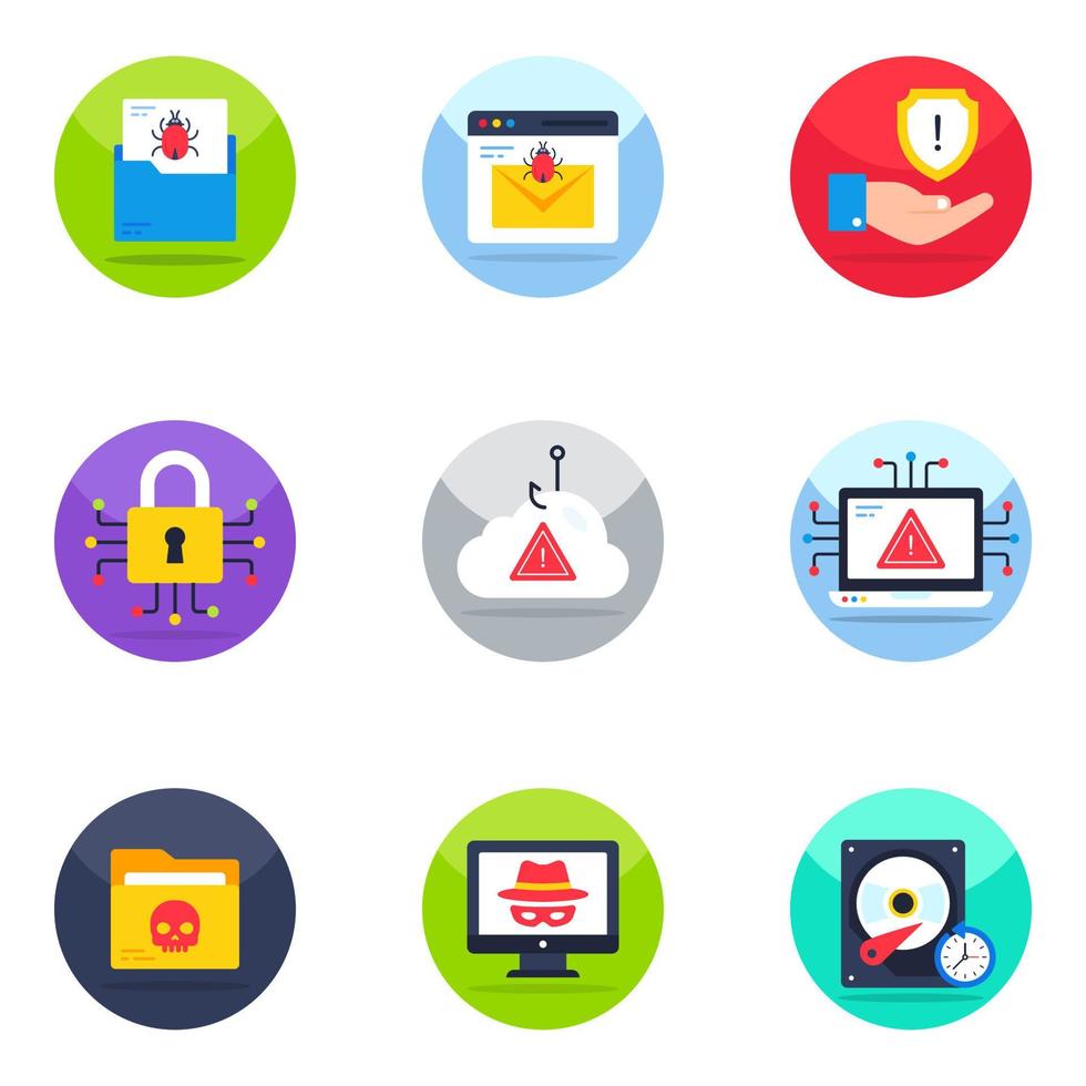 Pack Of Cybercrime Flat Icons 13922323 Vector Art At Vecteezy