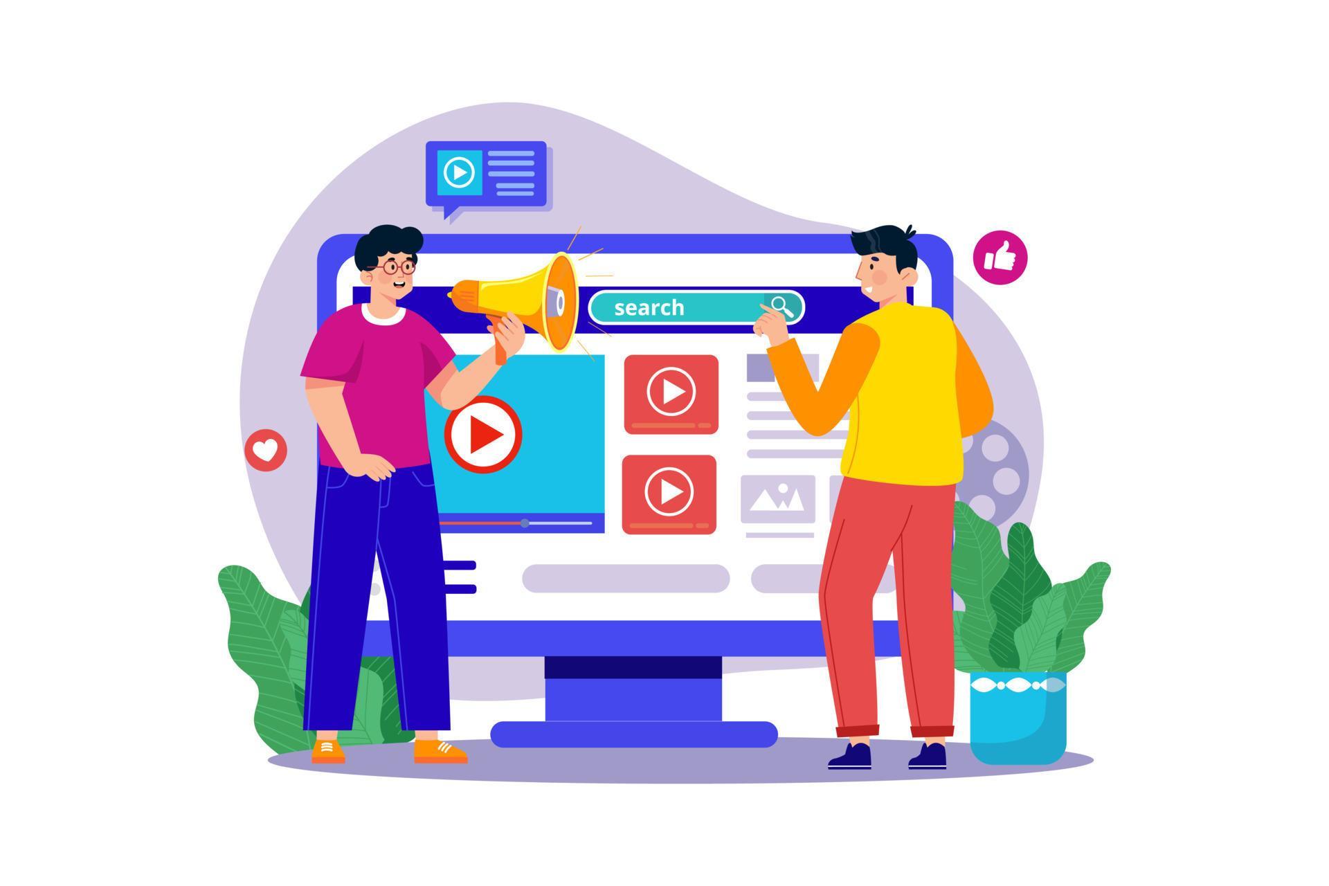 Video Marketing Illustration Concept On White Background 13927177