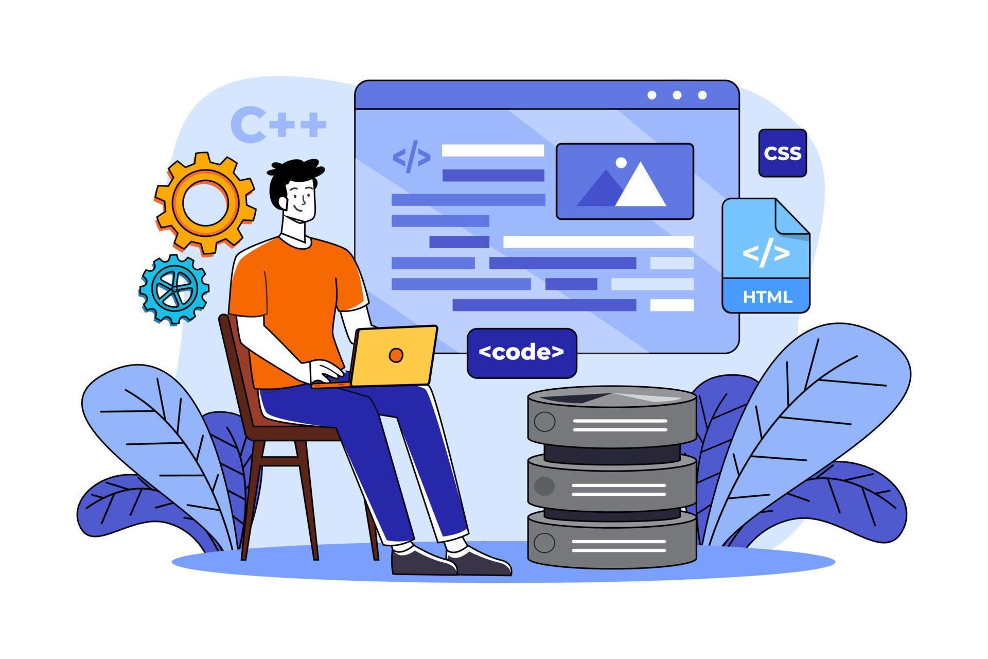 Web coding Illustration concept on white background 13927181 Vector Art at Vecteezy