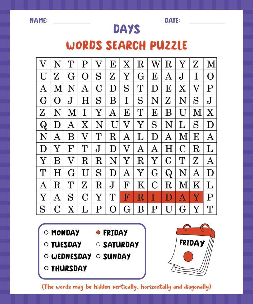 Word search game days word search puzzle worksheet for learning english ... Word search game days word search puzzle worksheet for learning english ...
