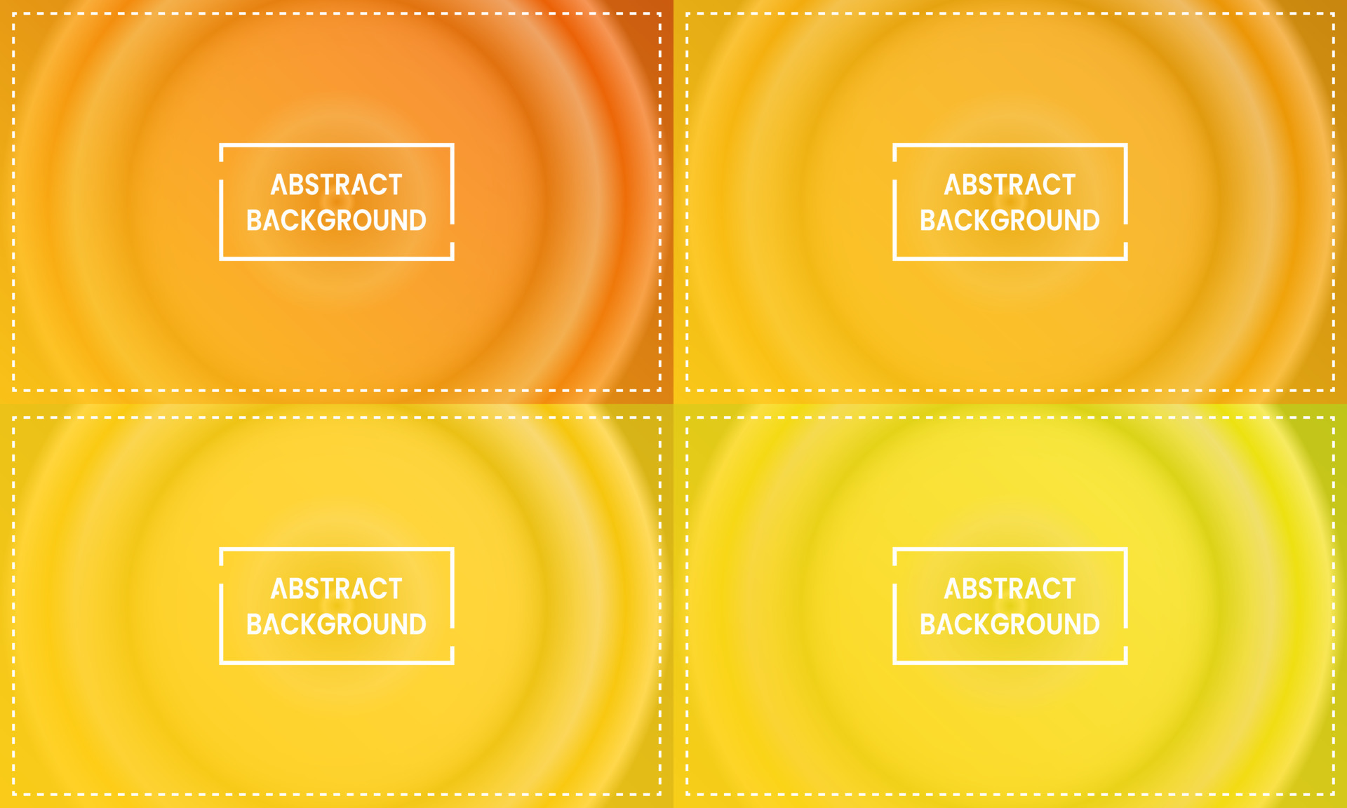 Four Sets Of Yellow Circle Radial Gradient Abstract Background Simple