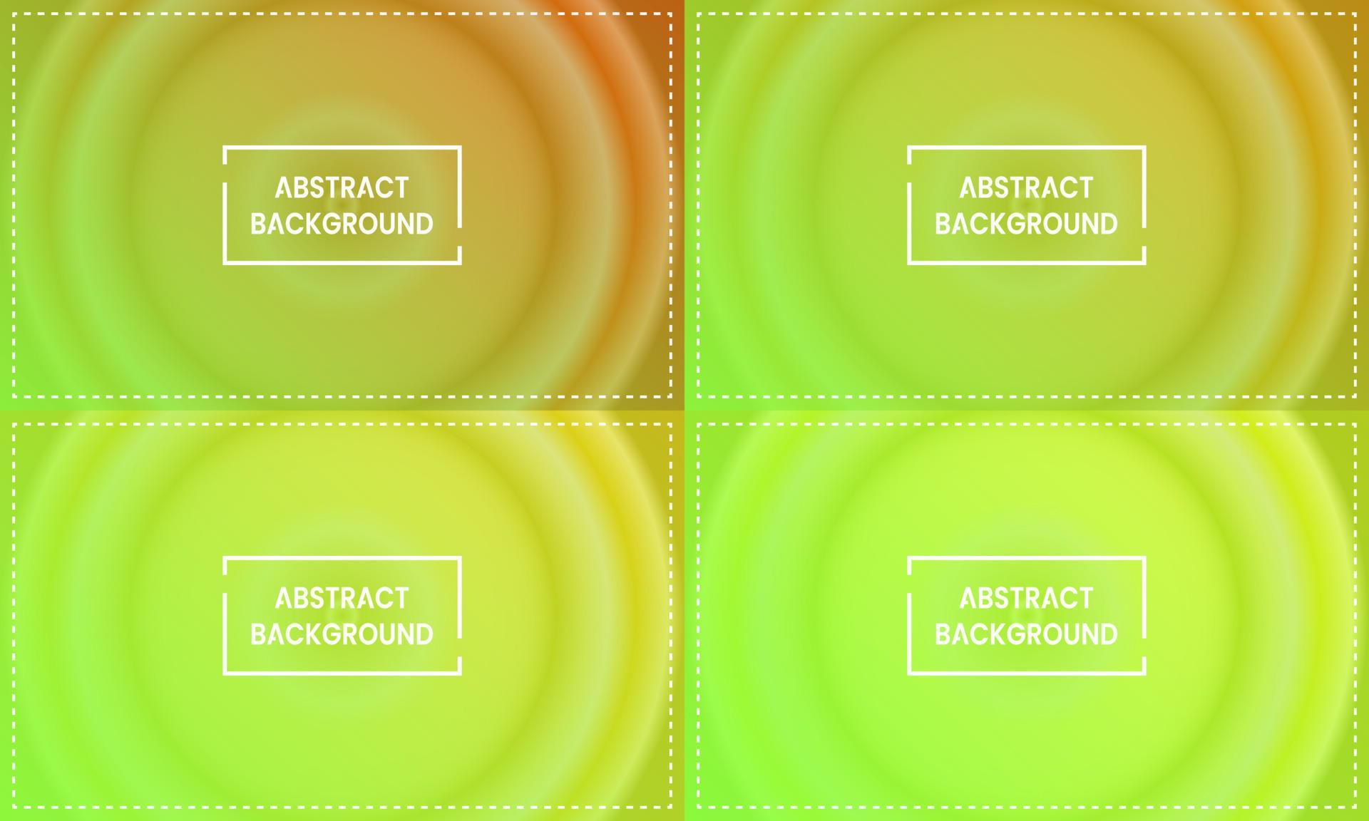 Four Sets Of Light Green Circle Radial Gradient Abstract Background With Frame Blur Shiny