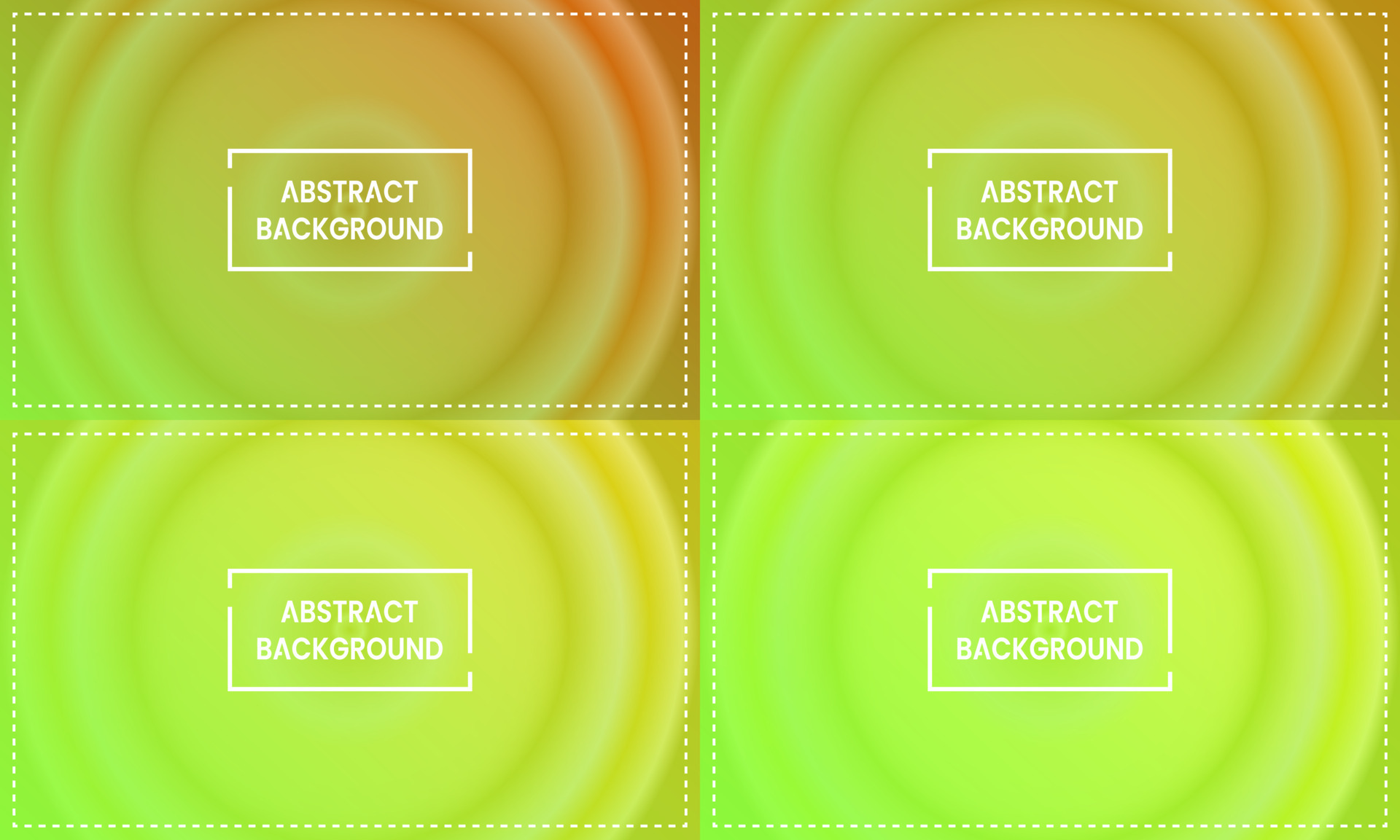 Four Sets Of Light Green Circle Radial Gradient Abstract Background With Frame Blur Shiny