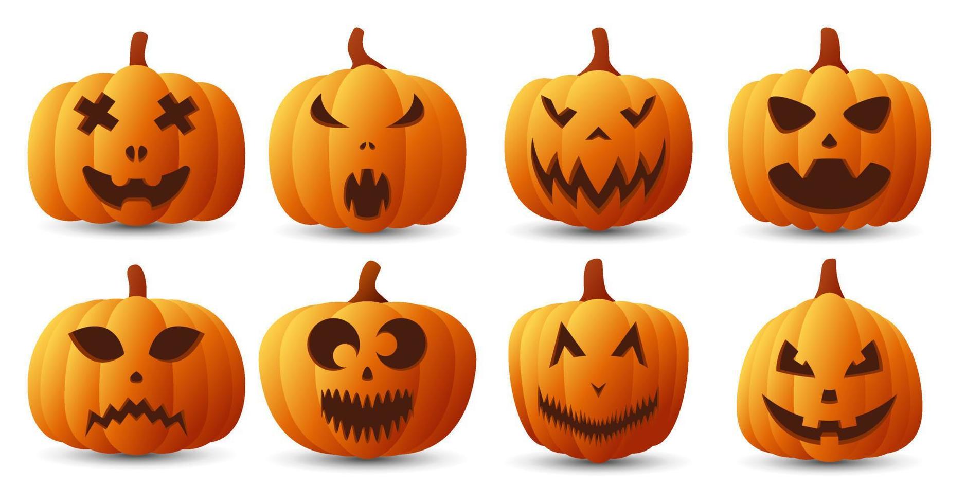 Halloween Pumpkin Face Collection, Vector illustration 13930379 Vector ...