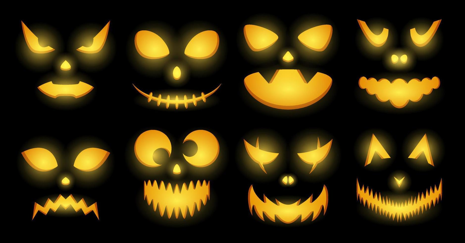 Halloween Pumpkin Face Set Vector Illustration 13930397 Vector Art At Vecteezy