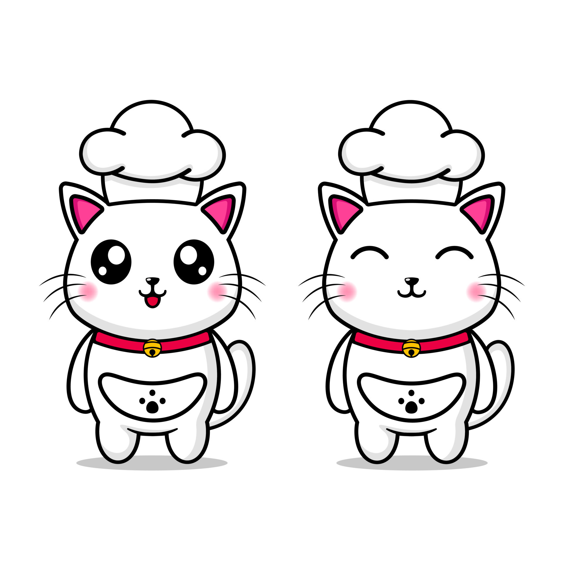 Cute Cat Wearing A Chef Hat Design Mascot Kawaii 13930483 Vector Art At Vecteezy