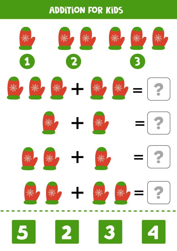 Addition for kids with hand drawn winter mitten. 13930968 Vector Art at ...