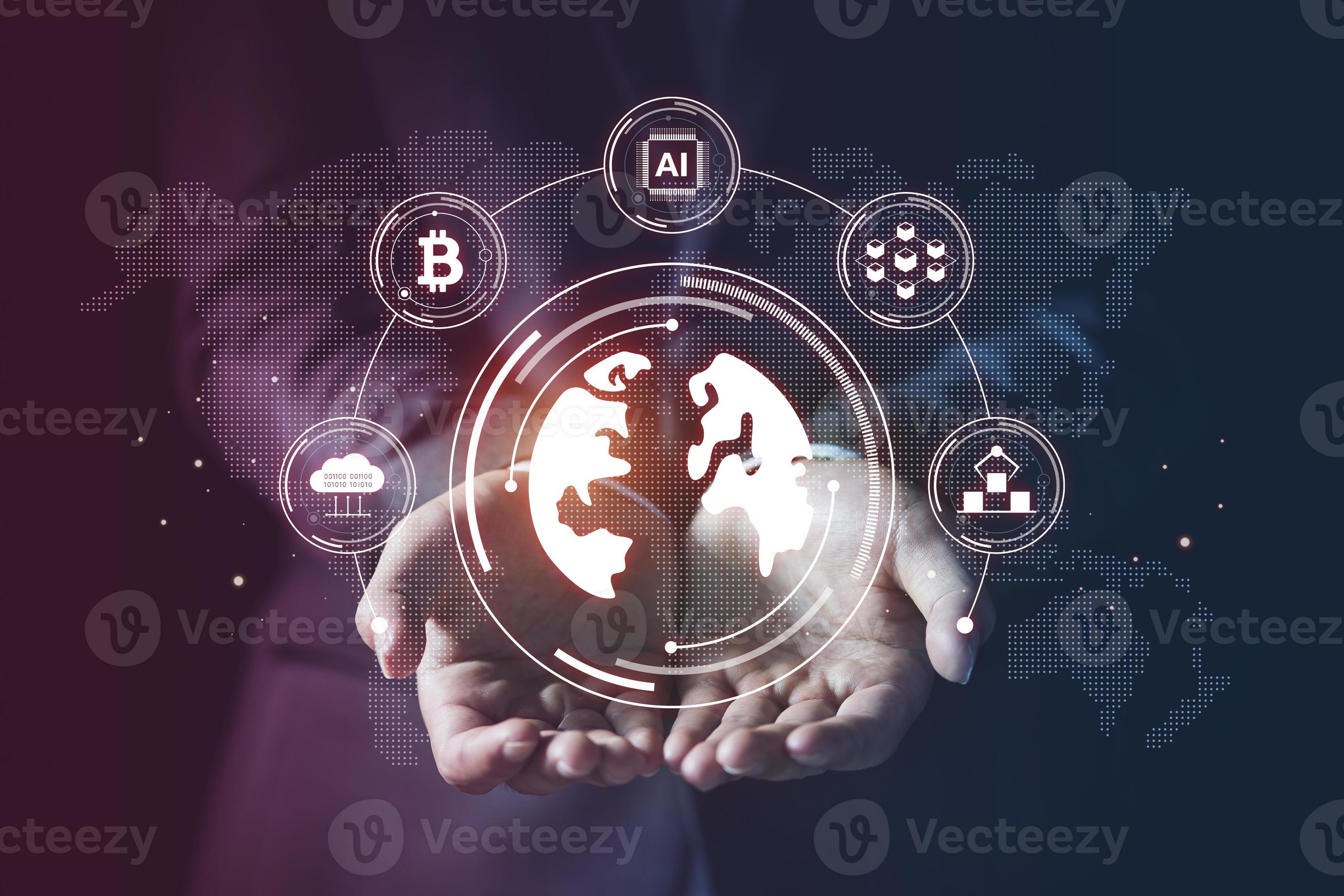 Businessman Showing Virtual Industry 4 0 Concept Iot Automation Monitoring System Robotics