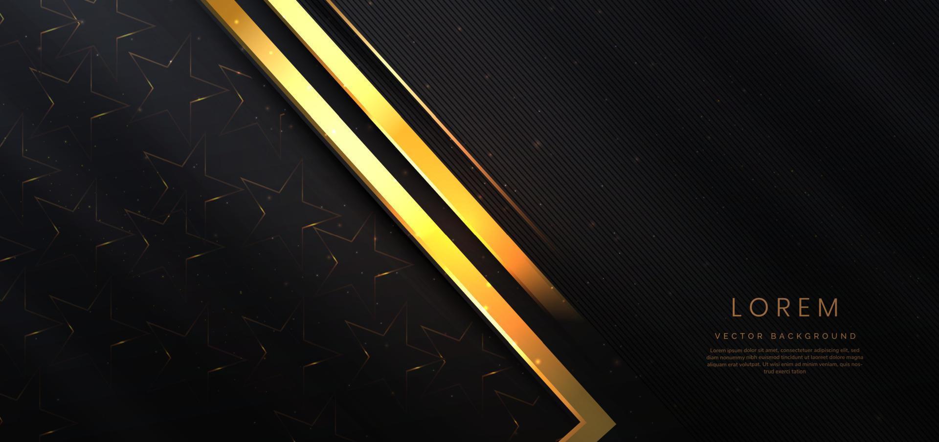 Abstract elegant black background with golden line and lighting effect sparkle. Luxury template ...