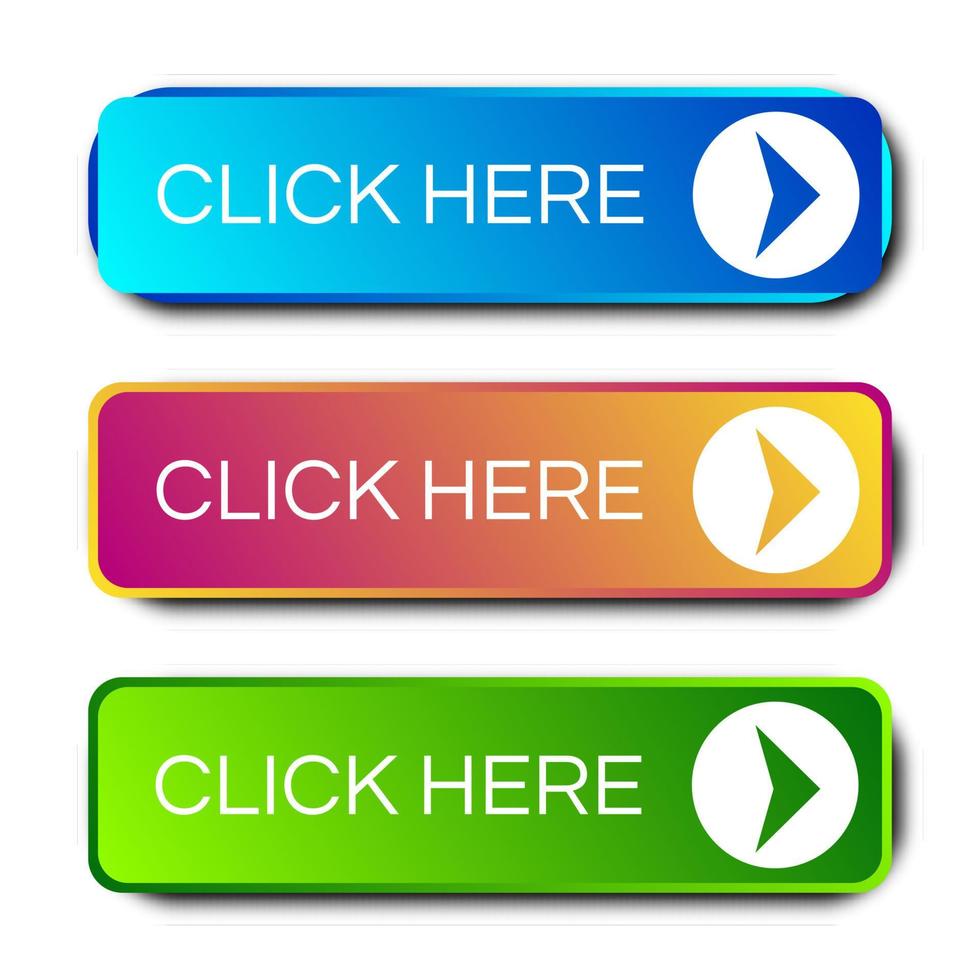 Set Of Three Modern Gradient Buttons With Shadows Read More Buttons Vector Illustration