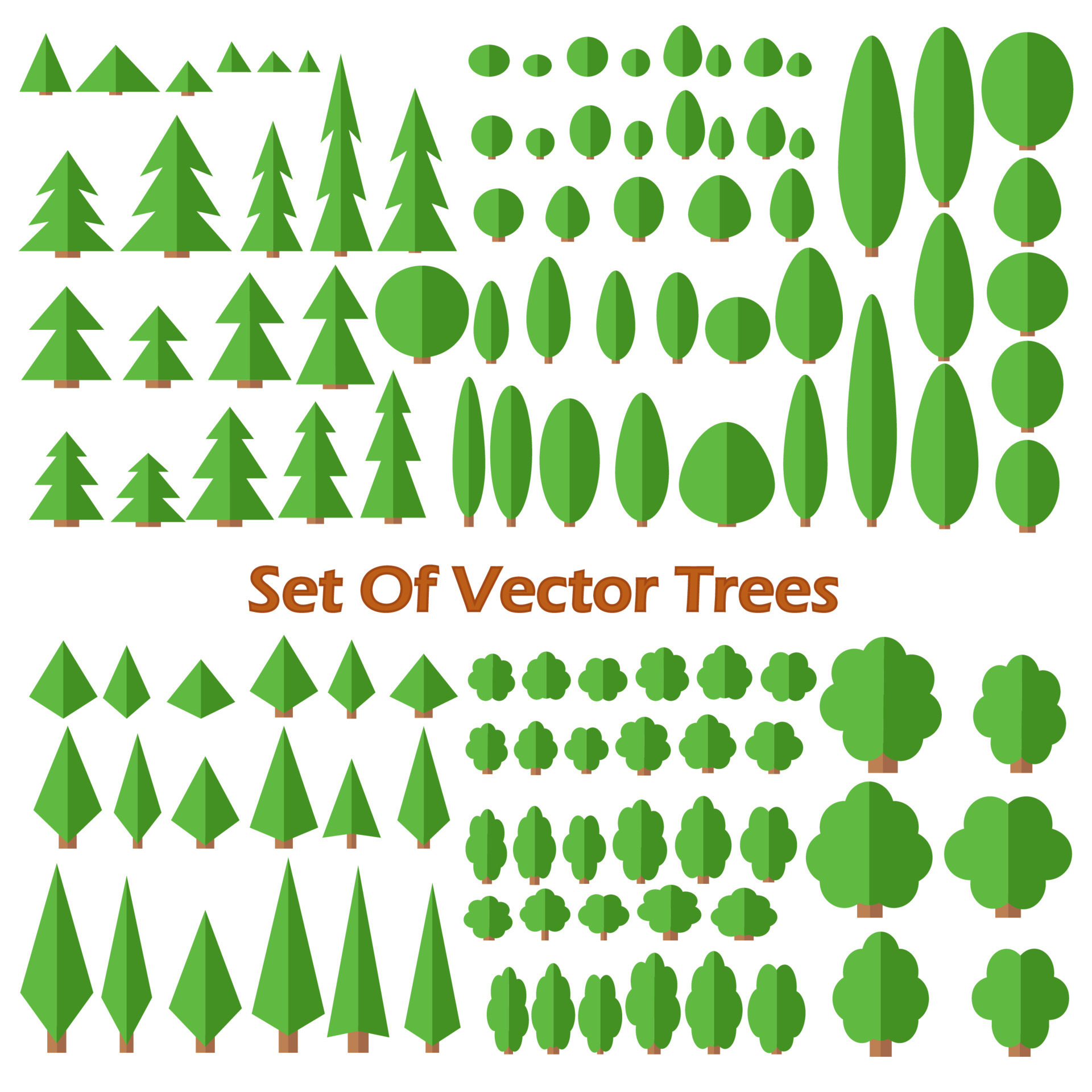 Set Of Flat Vector Trees. Forest elements. Nature collection. 13939979 ...