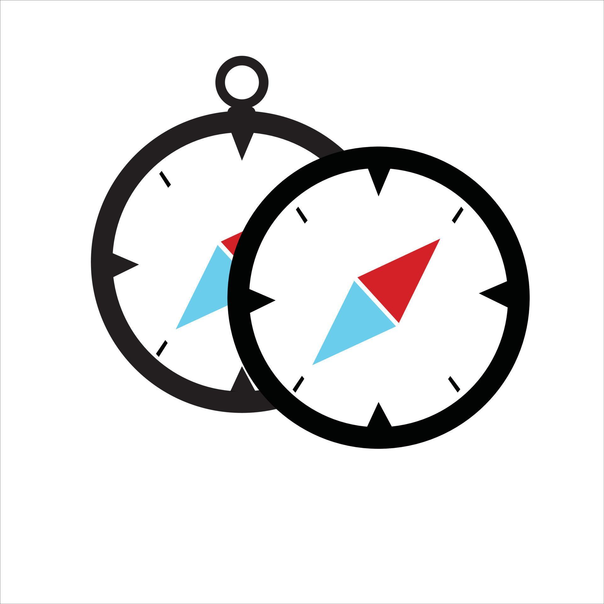 black compass icon vector with red and blue directional pointers. a ...
