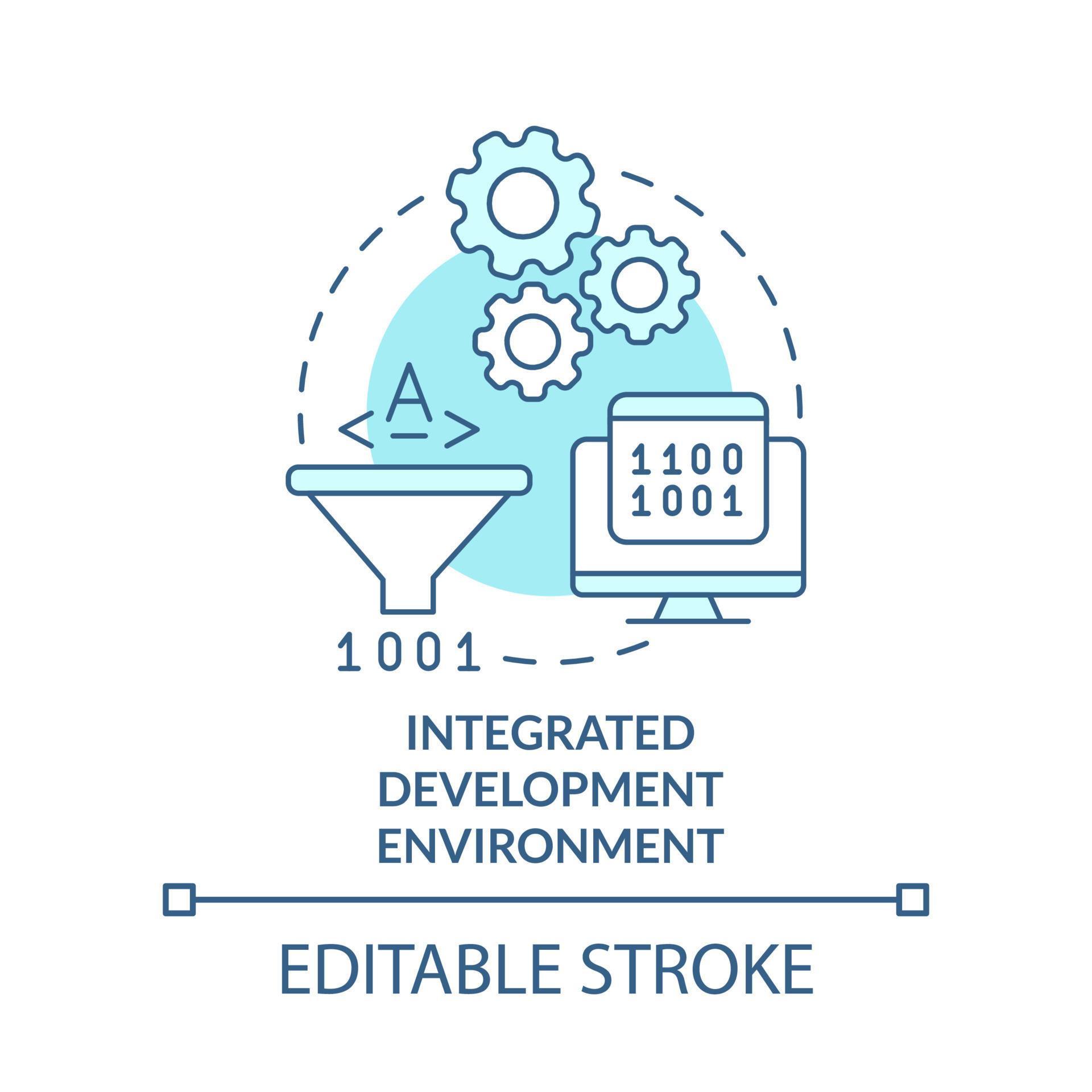Integrated development environment turquoise concept icon. Programming ...