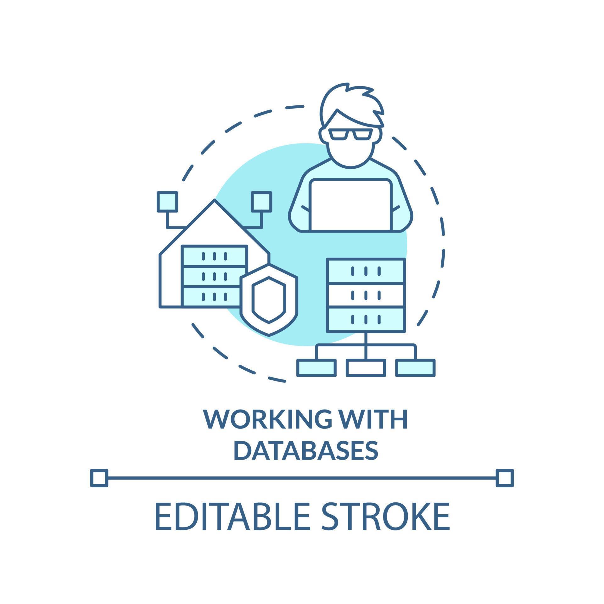 Working With Databases Turquoise Concept Icon Data Management