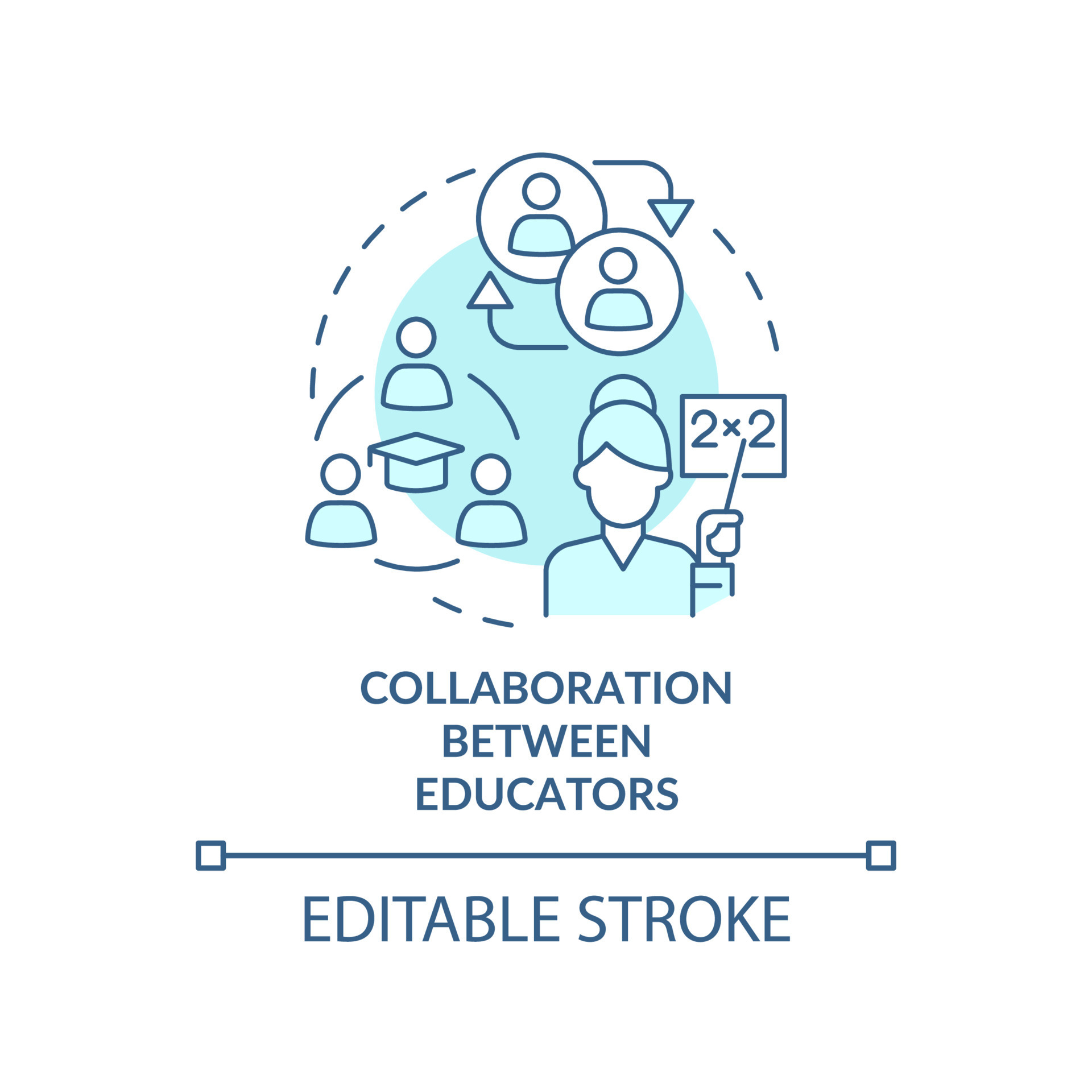 Collaboration Between Educators Turquoise Concept Icon Inclusive