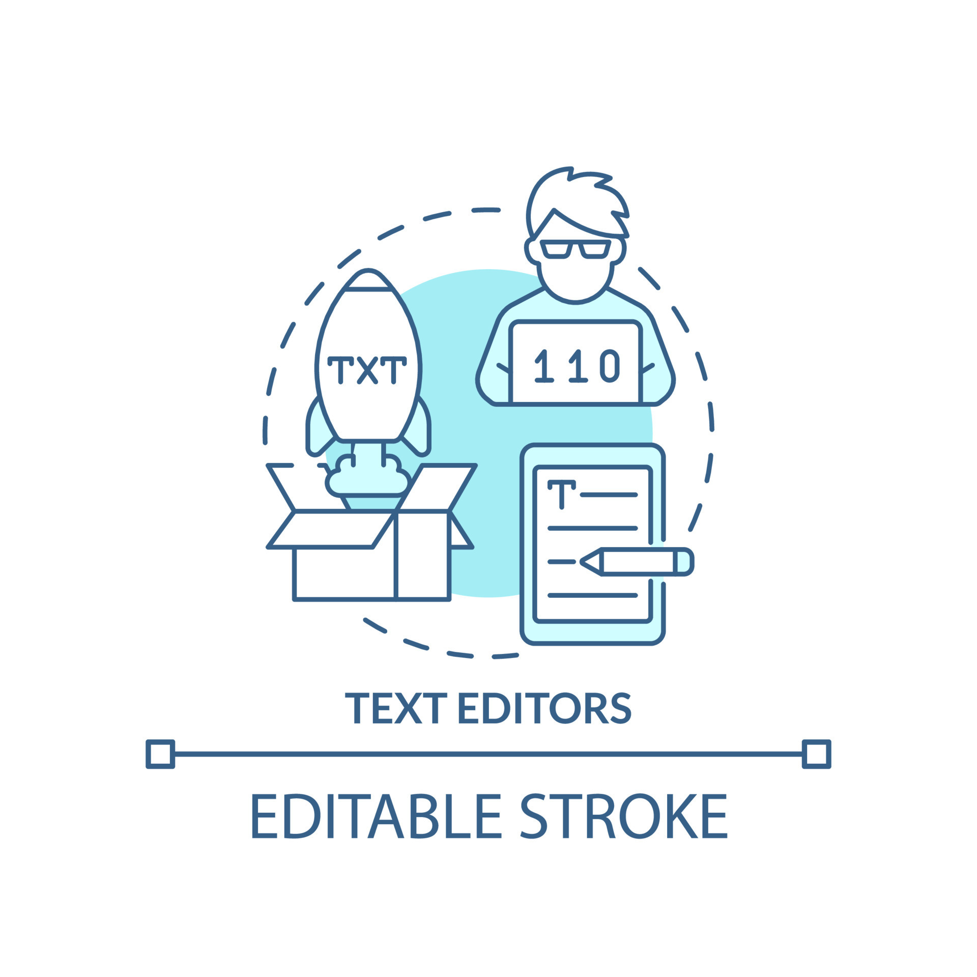 Text Editors Turquoise Concept Icon Code Writing Instrument Programming Skill Abstract Idea