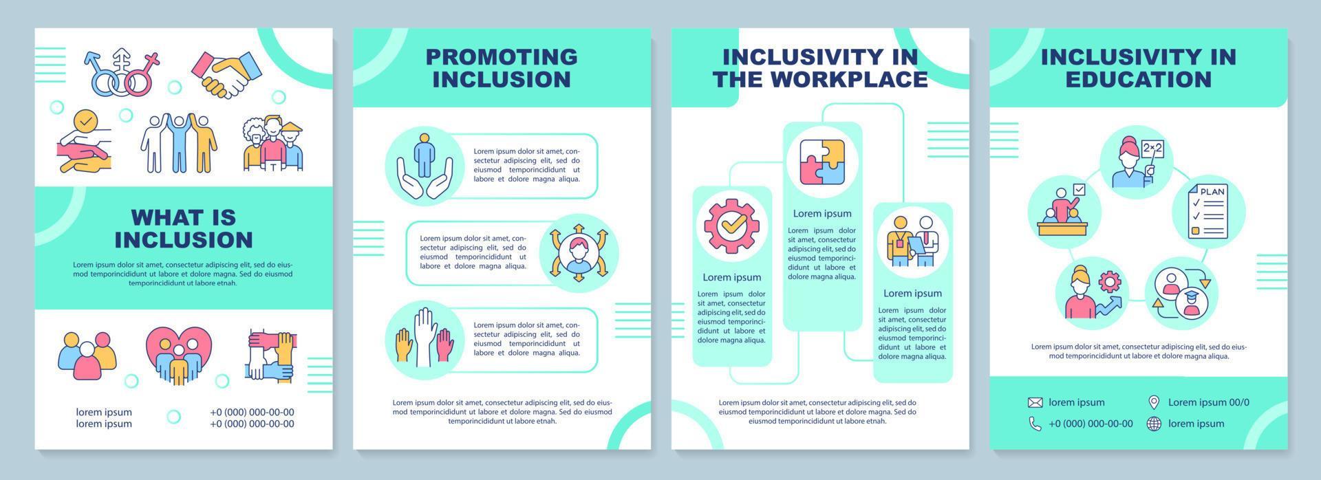 Inclusion mint brochure template. Diversity in groups. Leaflet design ...