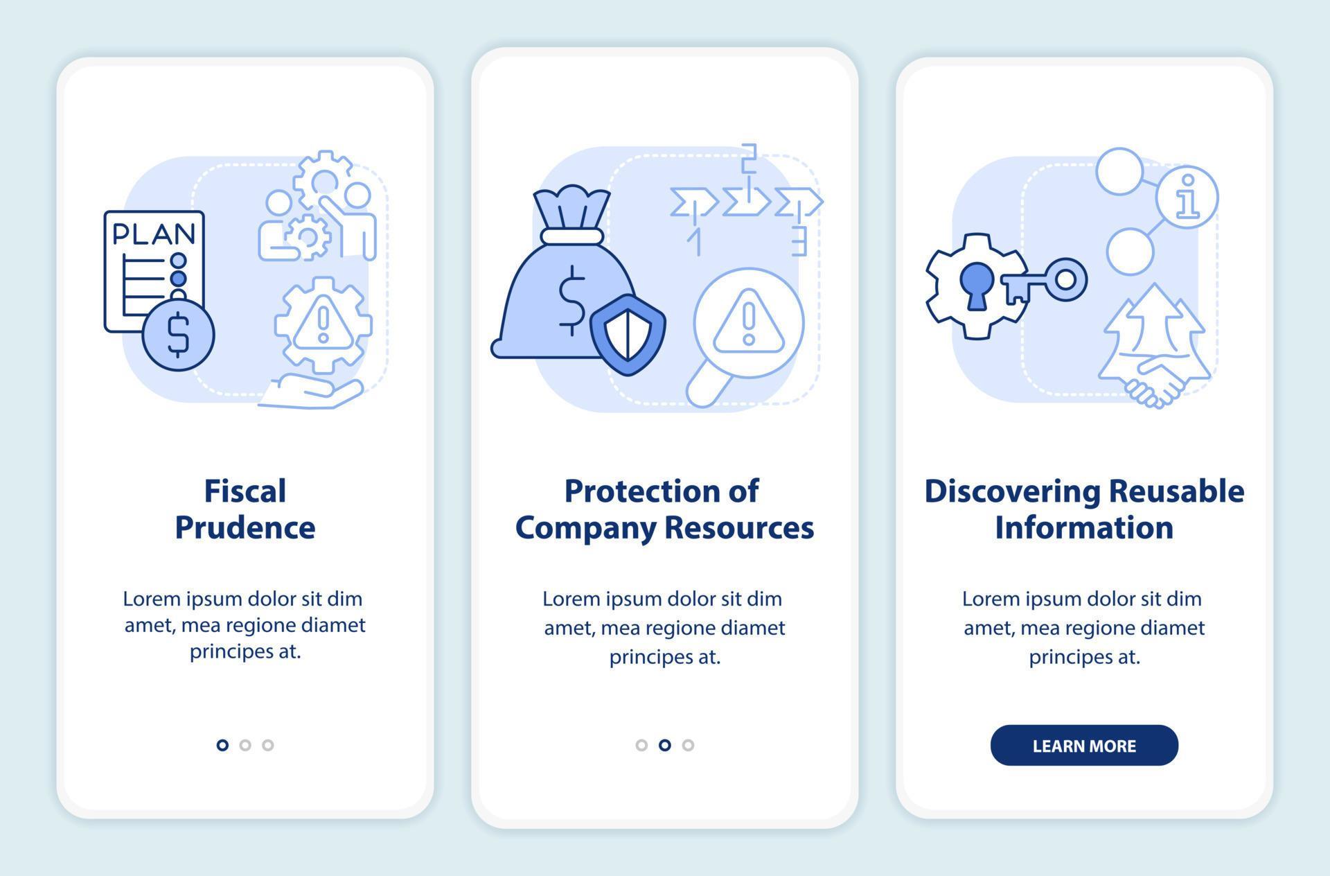 Risk Management Benefits Light Blue Onboarding Mobile App Screen