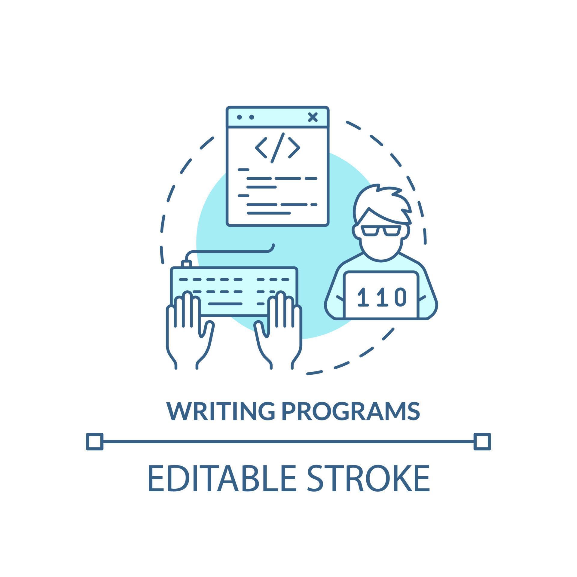 Writing Programs Turquoise Concept Icon Design And Build Software Programming Skill Abstract