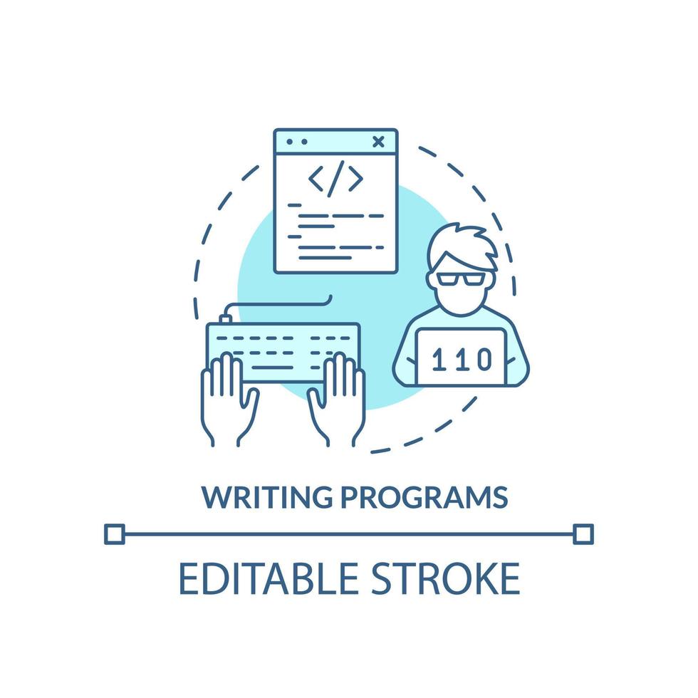 Writing Programs Turquoise Concept Icon Design And Build Software Programming Skill Abstract