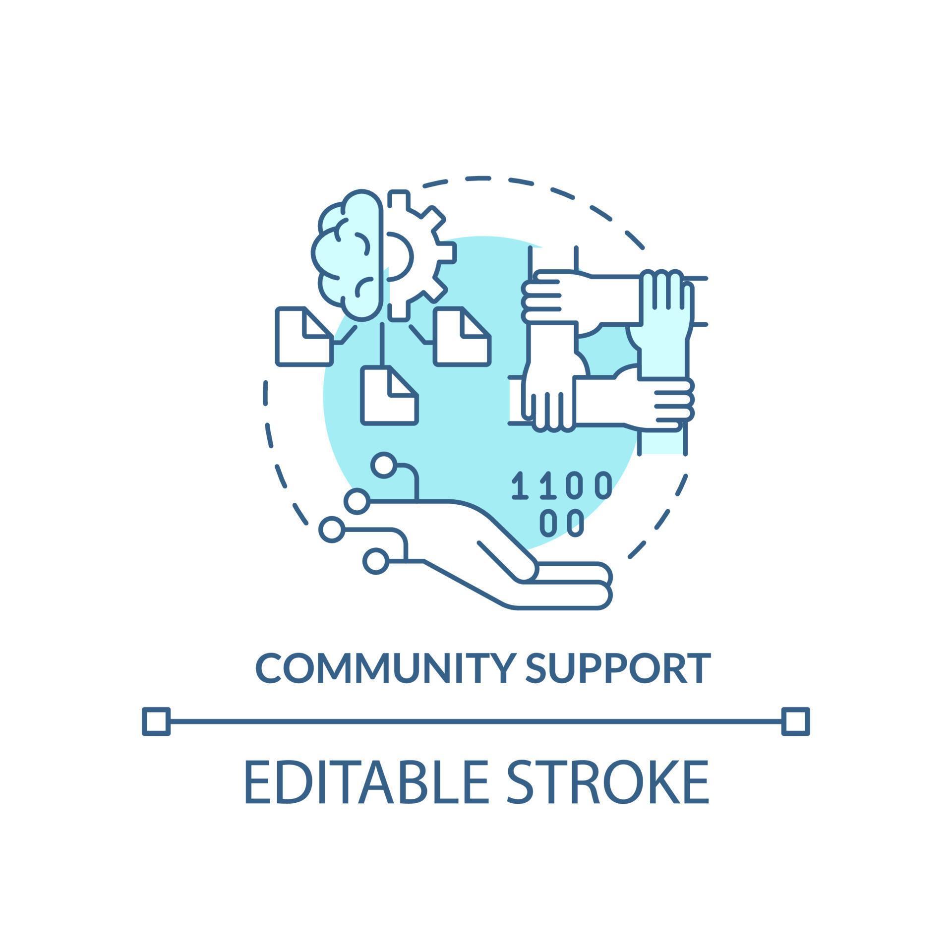 Community support turquoise concept icon. Programing language choice ...