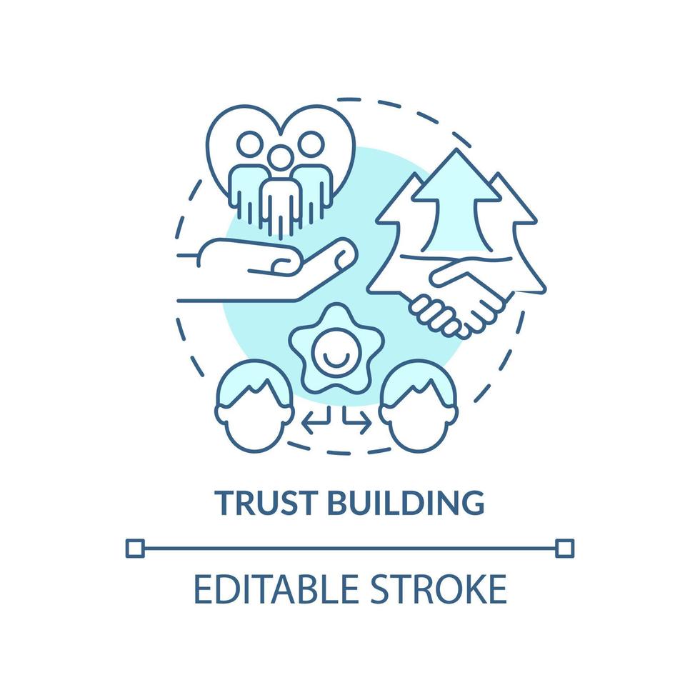 Trust building turquoise concept icon. Attribute of inclusive ... Trust building turquoise concept icon. Attribute of inclusive ...
