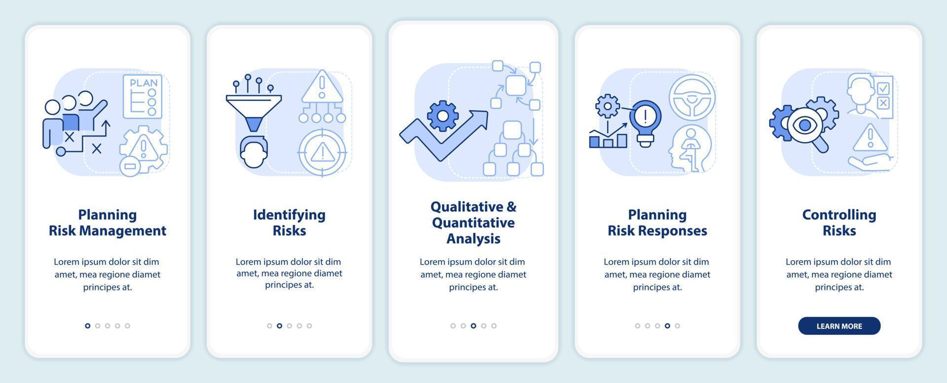 Risk Management Process Light Blue Onboarding Mobile App Screen Plan
