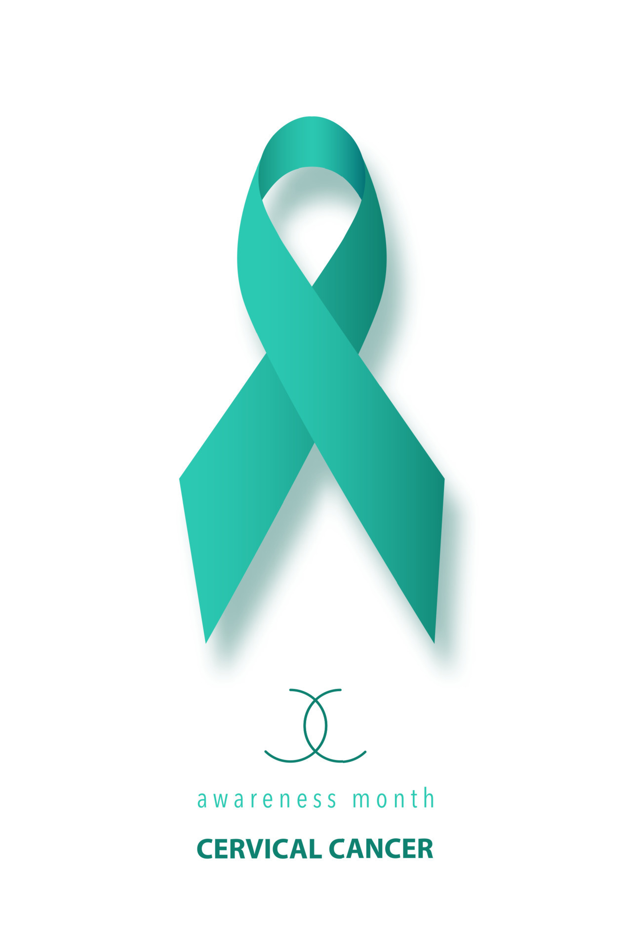 Vertical Banner With Cervical Cancer Awareness Realistic Green Ribbon