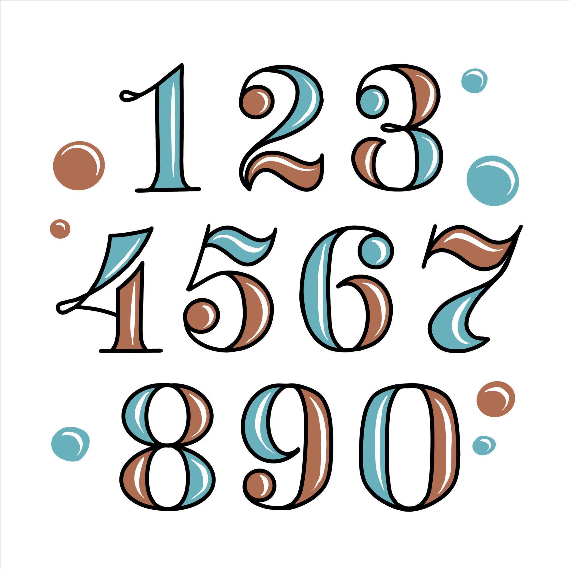 set of numbers and numbers in lettering style. font for mathematics ...