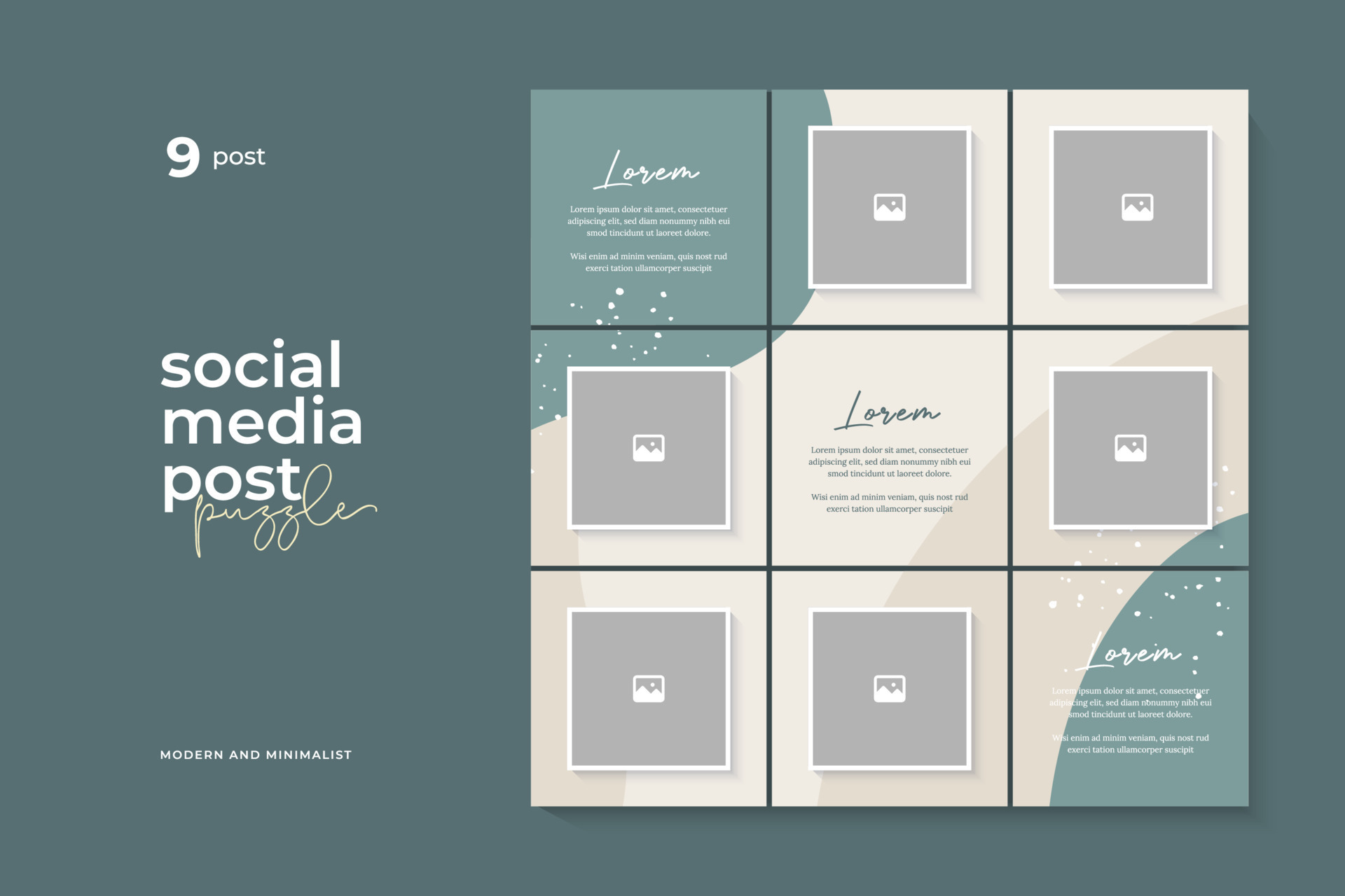 Social media post puzzle template for business, fashion, photography, food etc. Abstract ...