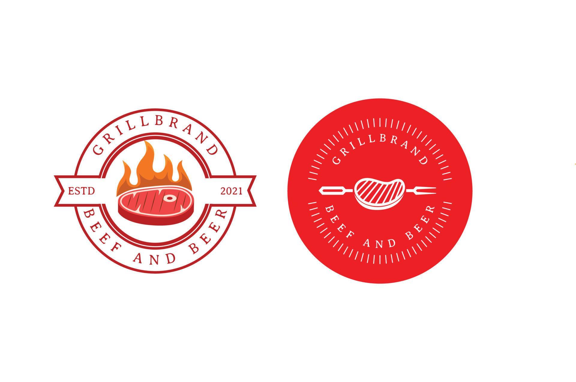 Vintage Steak House And Barbecue Restaurant Design Logo Template