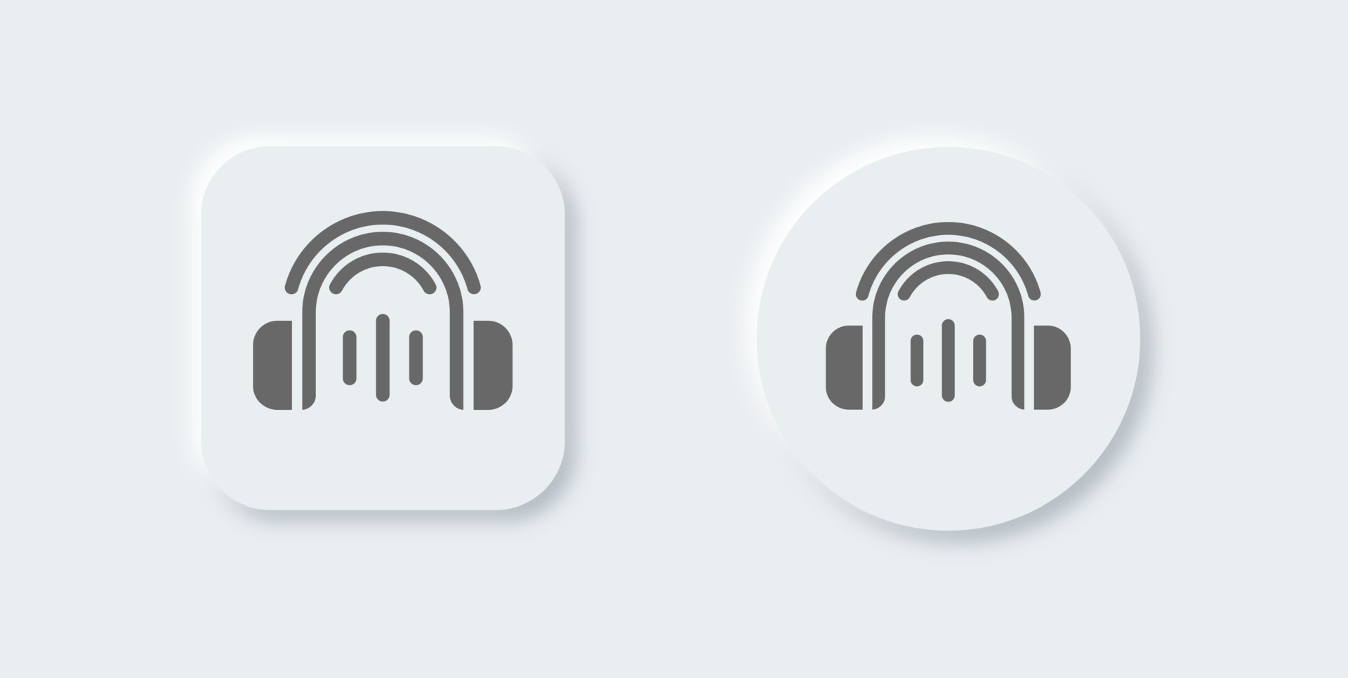 Headphones Solid Icon In Neomorphic Design Style Earphones Signs