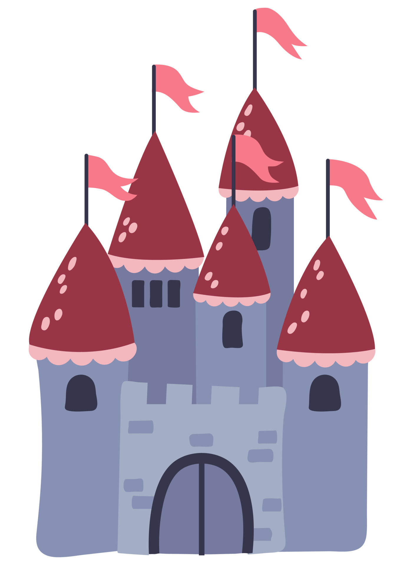 Princess Castle Drawn Style White Background Isolate Vector